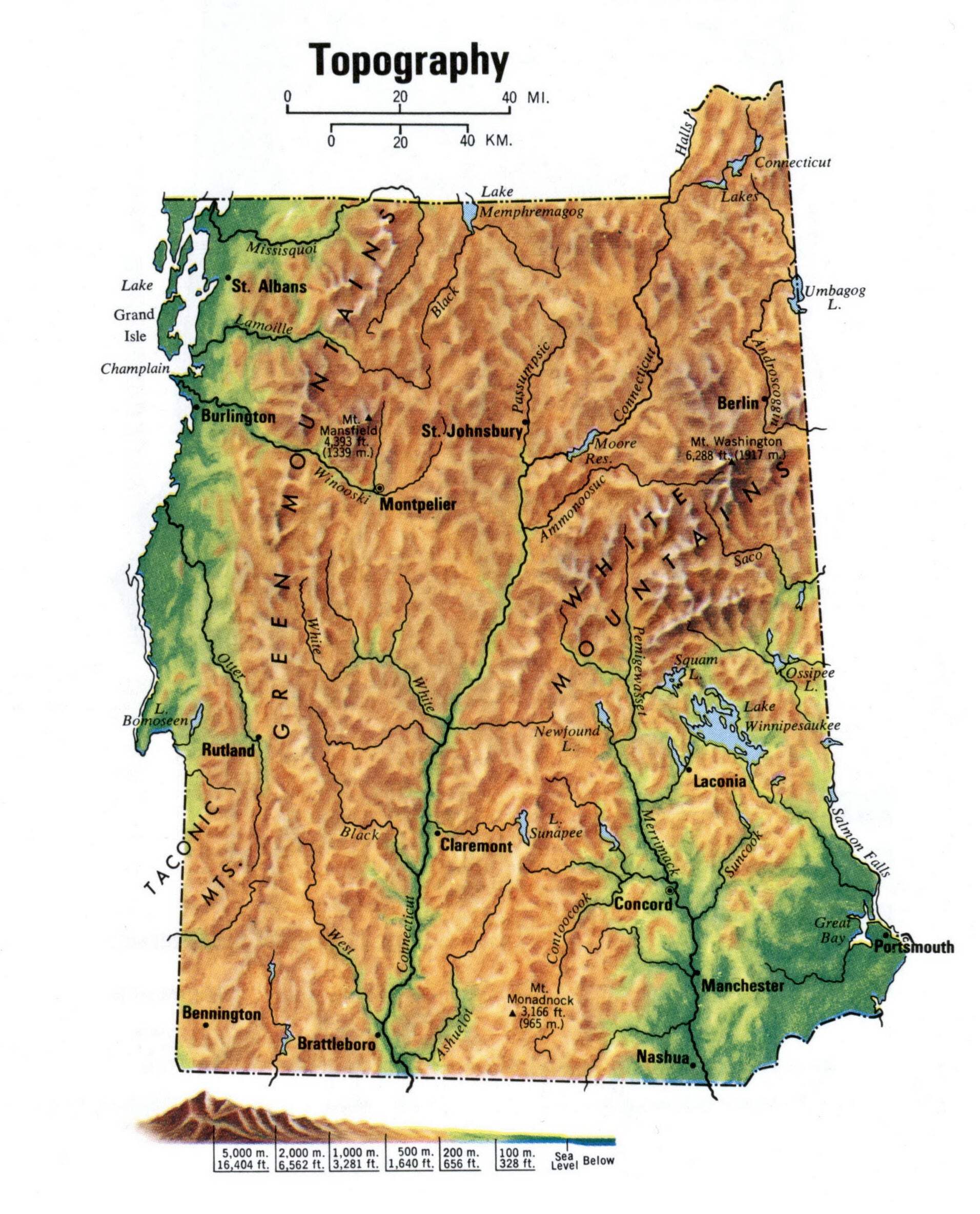 Vermont Vt Topography Map Glossy Poster Picture Photo Print Banner ...