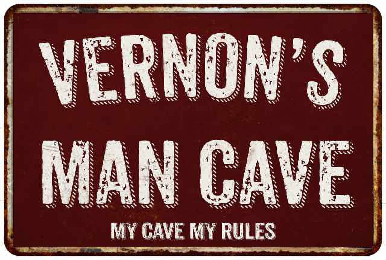 VERNON'S Man Cave Red Grunge Sign 8 x 12 High Gloss Metal Sign ...