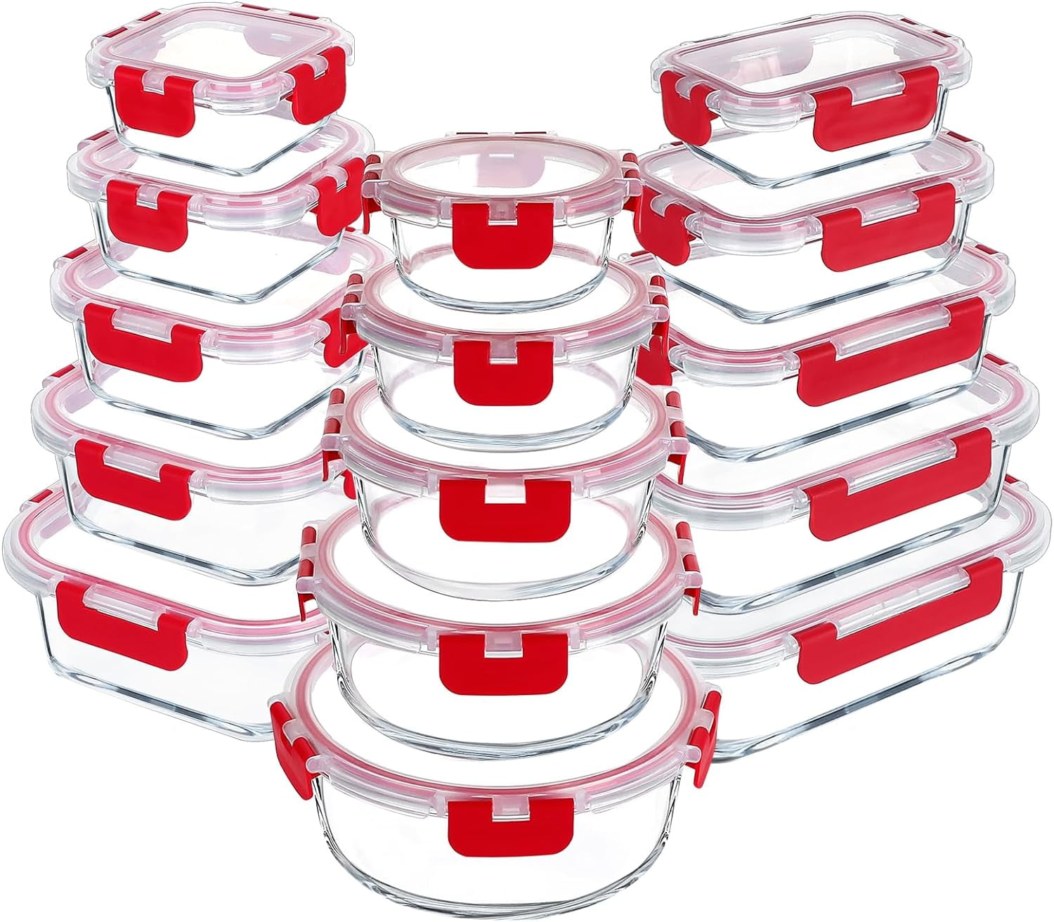 VERONES 30 Pieces Glass Meal Prep Containers Set, Airtight Glass Lunch ...