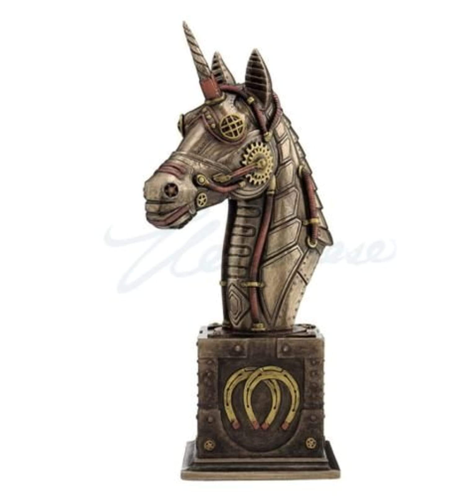 VERONESE Steampunk Mechanical Unicorn Gear Bust Statue Sculpture ...