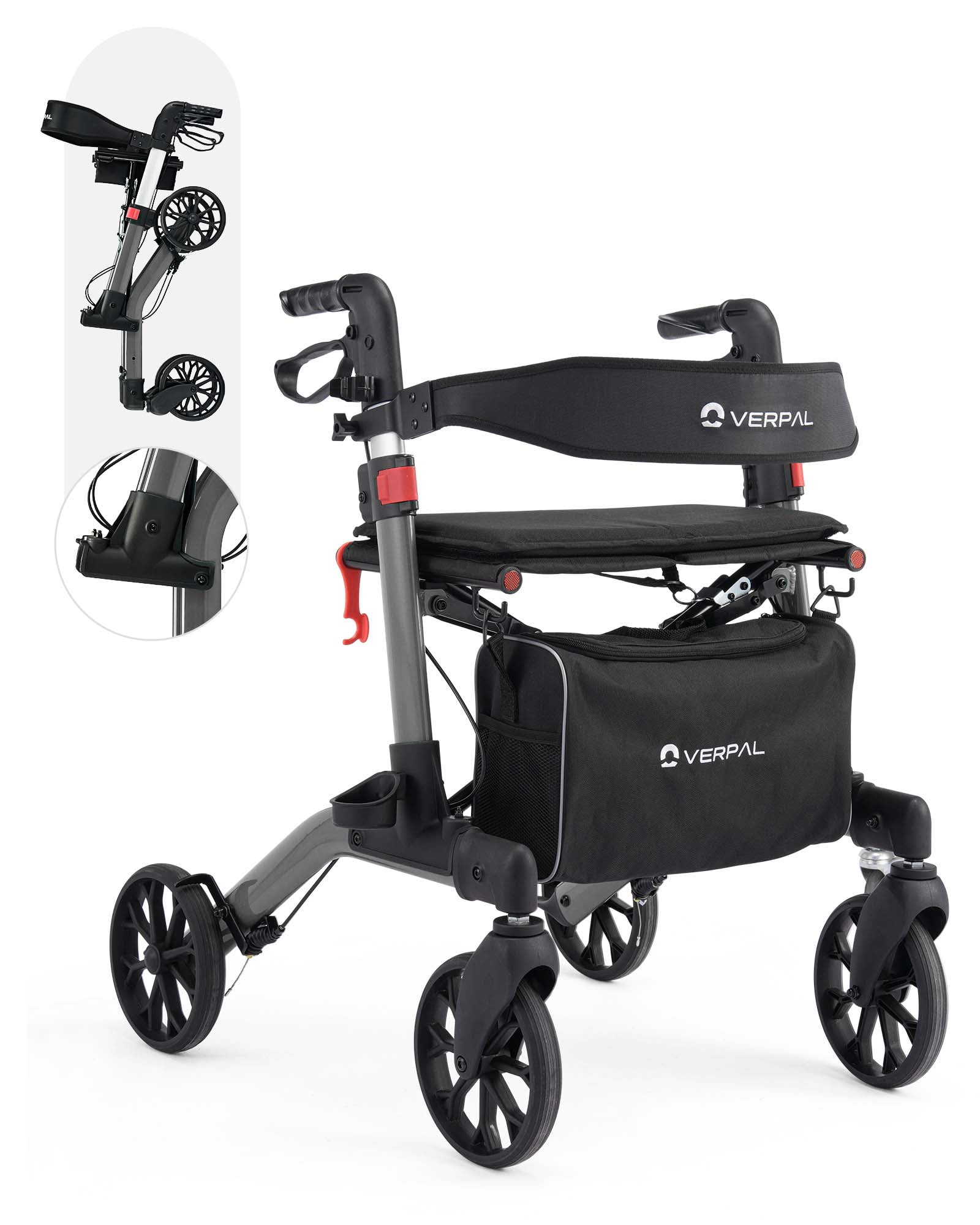 FIMDOC Rollator Walker for Seniors, Lightweight Folding Rolling Walker ...