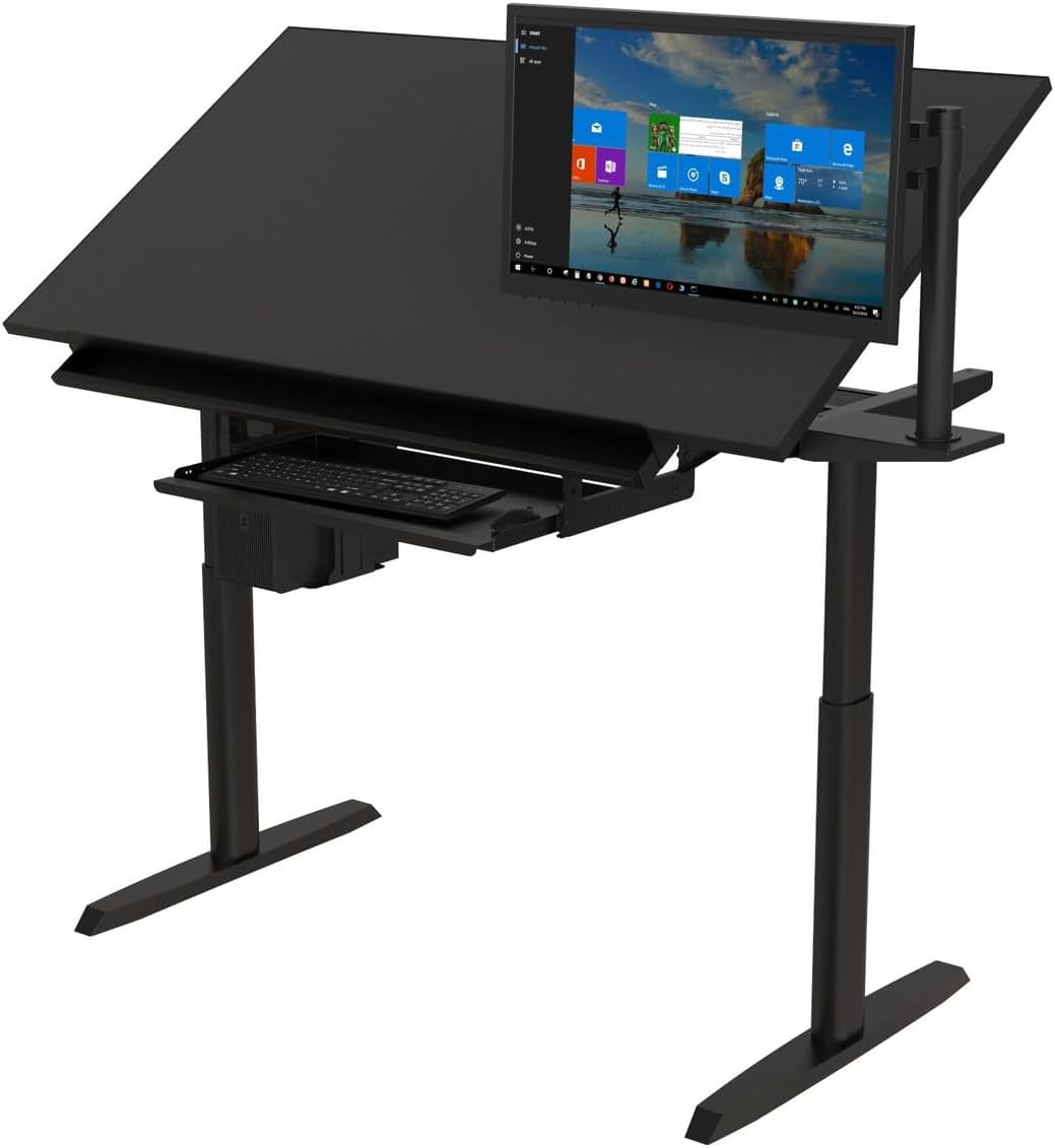 VERSADESK 60" Smart Drafting Table Powerlift Adjustable Height & Tilt Angel, App Remote & Voice ...