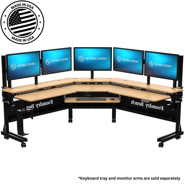 VersaDesk® Foundry Bench® 80"x80" Electric Height Adjustable Corner ...