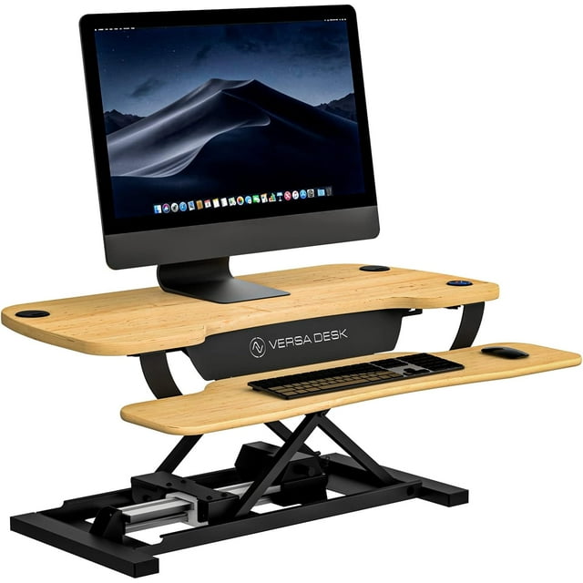 VERSADESK Maple Electric stand up desk converter 36 inch Adjustable ...