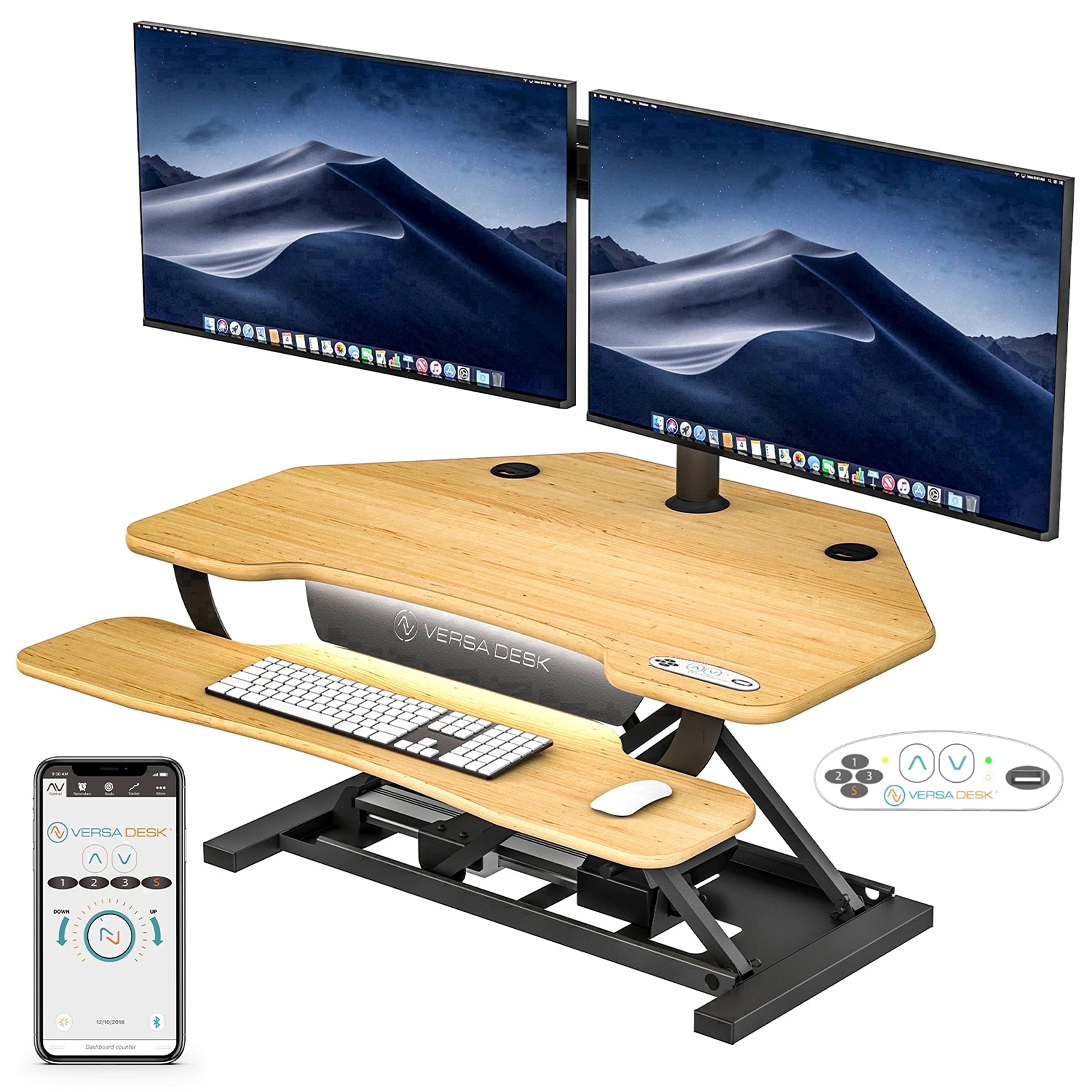 Versadesk Electric Standing Desk Converter - Split Level Surface, Push ...