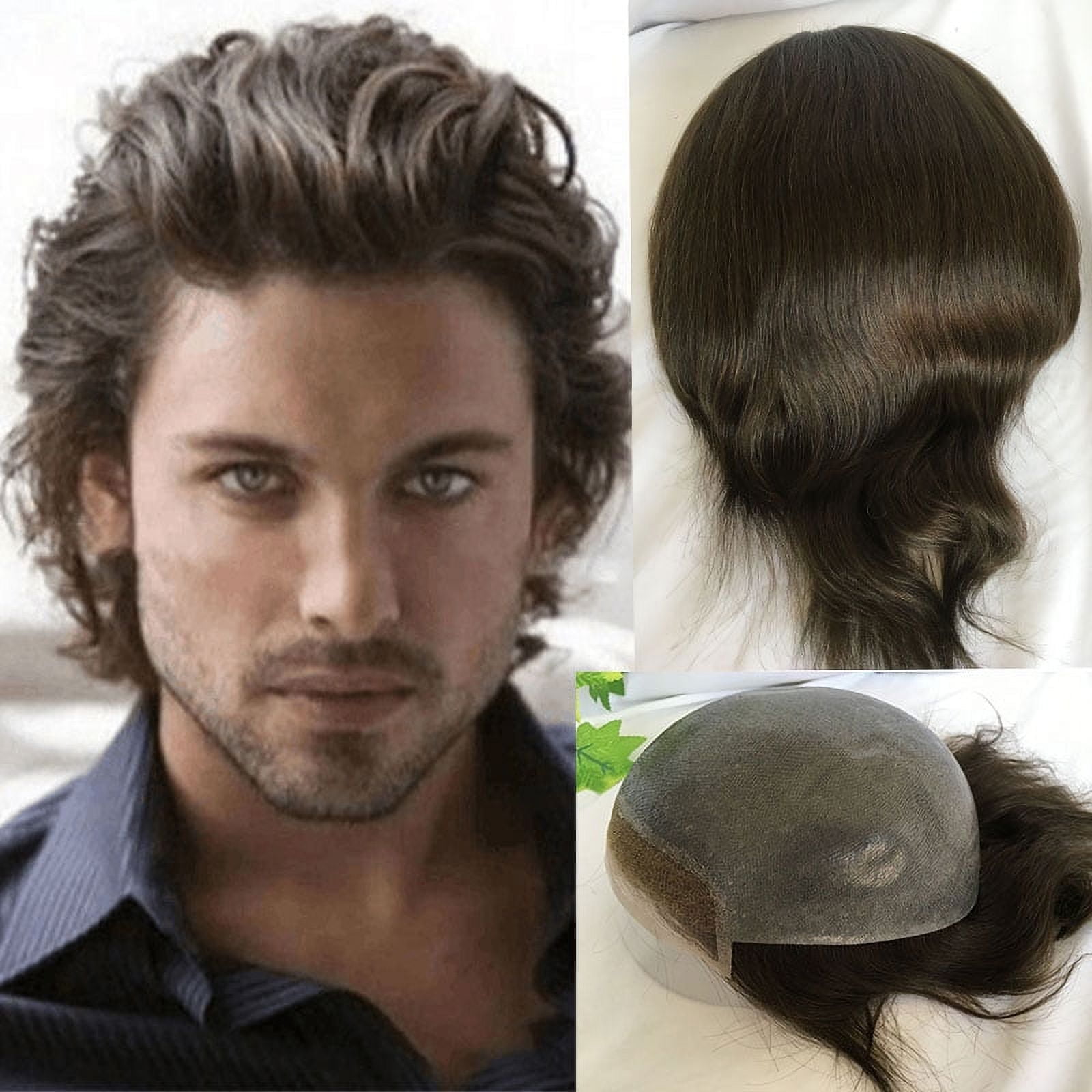 VERSALITE Human Hair Men Hairpiece Toupee French Lace Replacement For ...