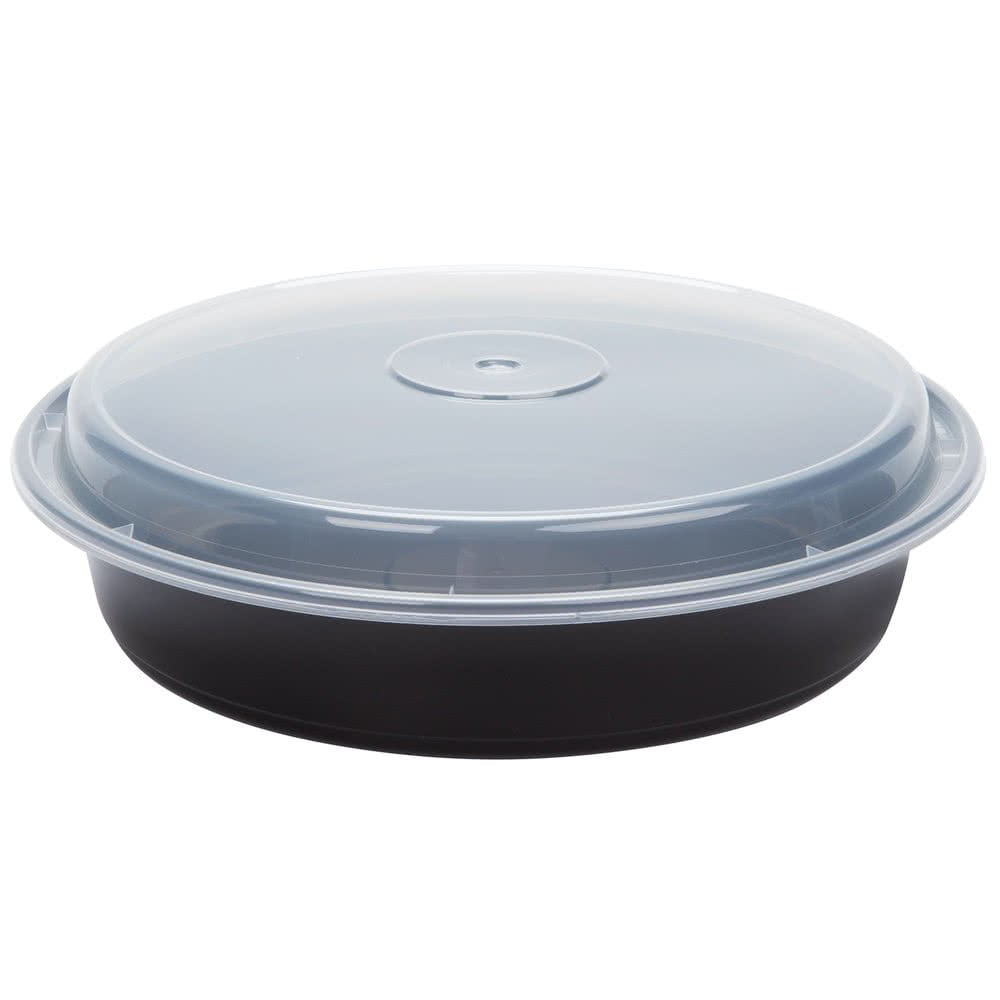 VERSAtainer Microwavable Containers, Vented Lid, oz, 9" Diameter, Black ...
