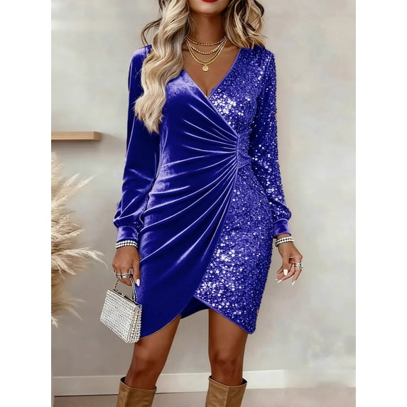 VERTEX&KAIBIN Sexy Glitter Velvet Bodycon Dress for Women - Walmart.com