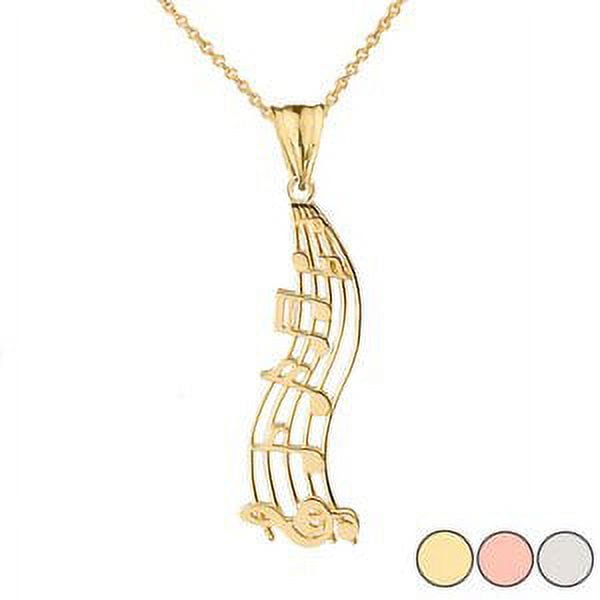 VERTICAL MUSICAL NOTES PENDANT NECKLACE IN GOLD (YELLOW/ROSE/WHITE GOLD ...