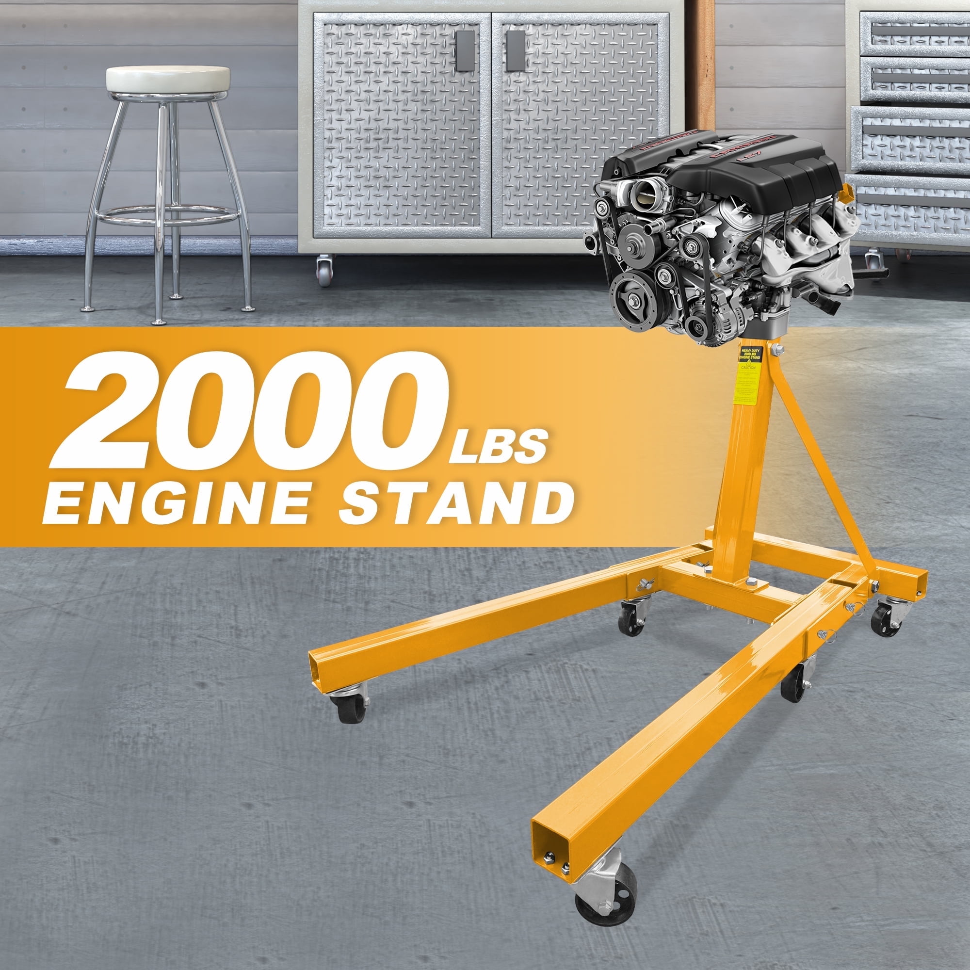 VERTLLEY Heavy Duty Foldable Engine Stand 2000lbs Capacity for Auto Repair, Vehicle Maintenance ...