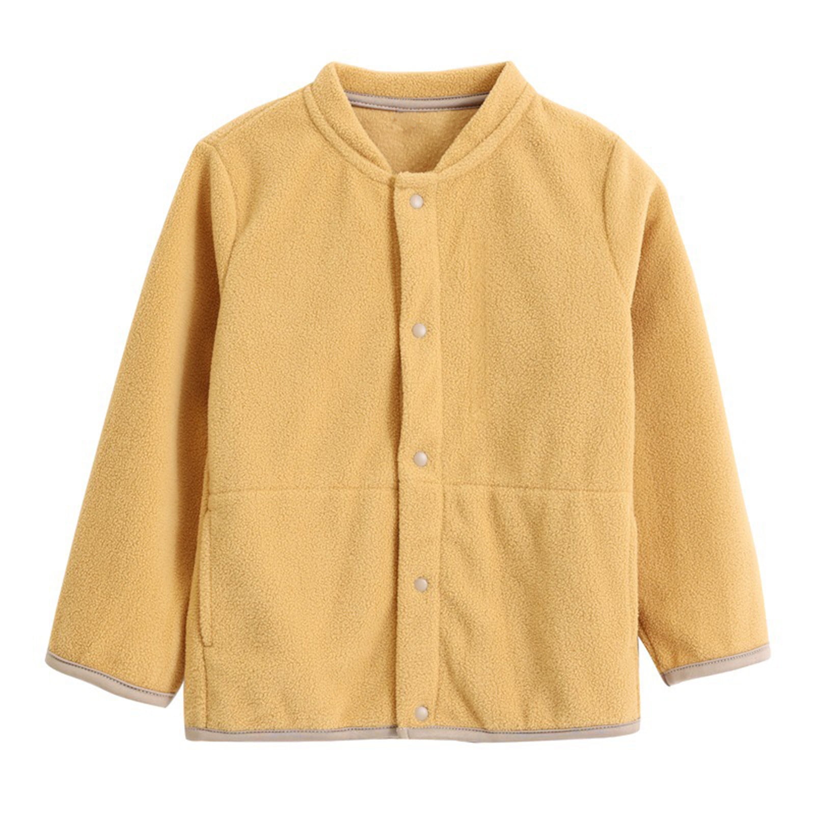 VERUGU Girls Jacket Kid's Casual Fleece Jacket Long Sleeve Hoodless Outwear Button Children ...