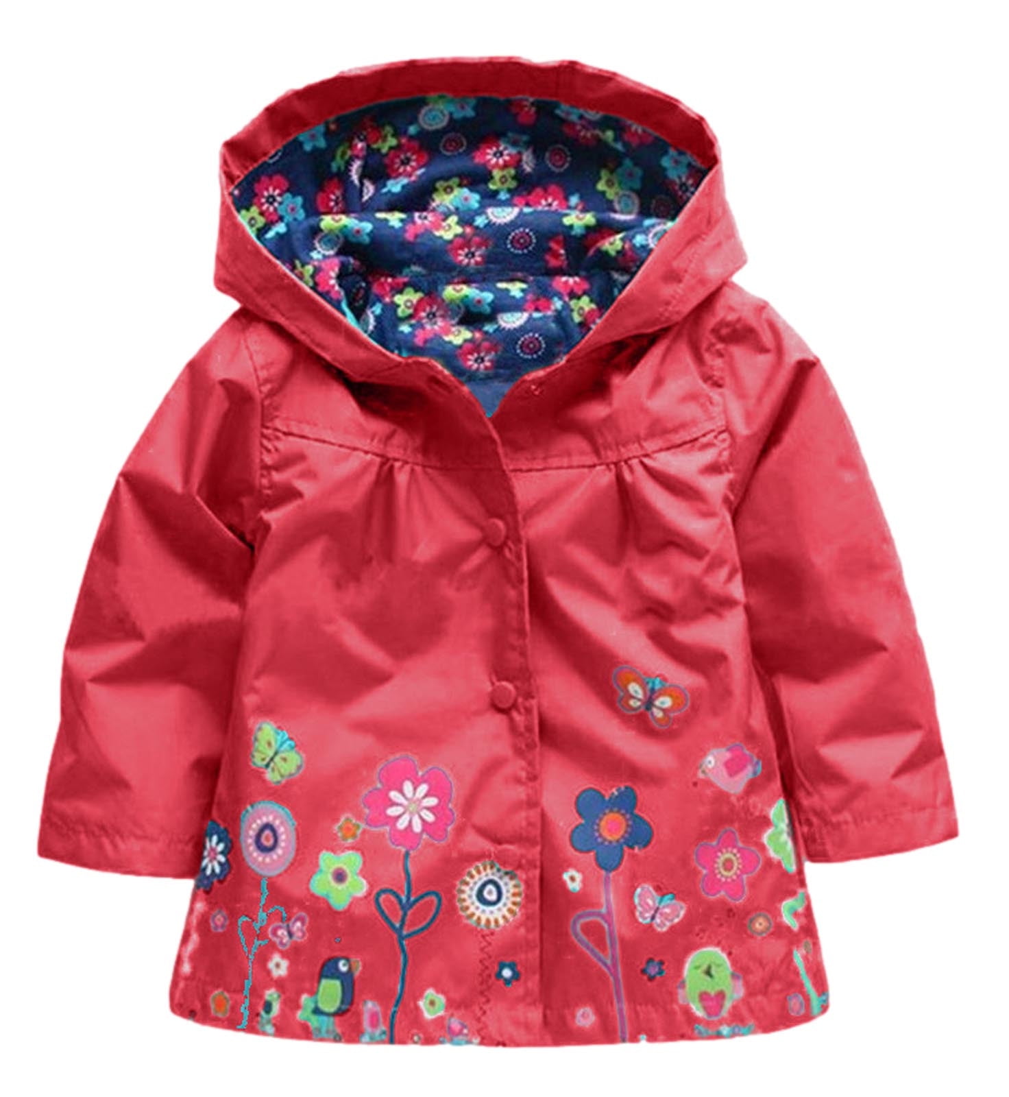 VERUGU Girls Rain Jacket Toddler Jacket Kids Raincoat Coat Hooded Long ...