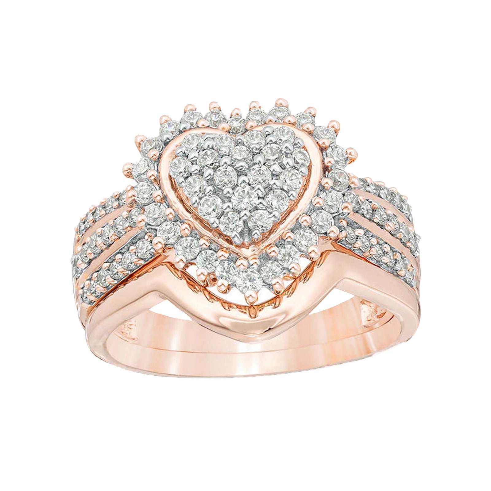 VERUGU Rings for Women Ladies Fashion Wedding Gold Diamond Two Piece ...
