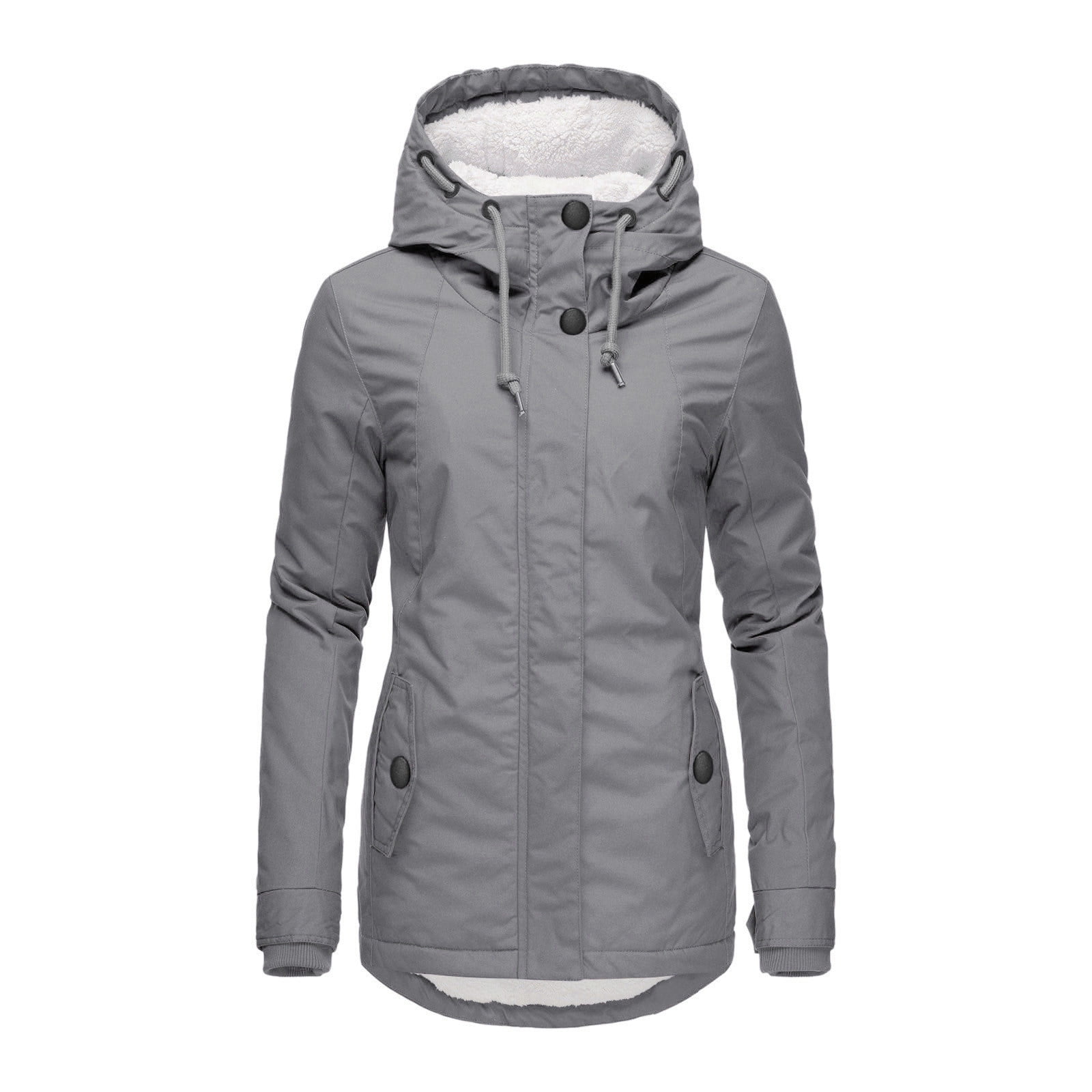 VERUGU Winter Coats for Women Warm Long Sleeve Hooded Jacket Slim ...