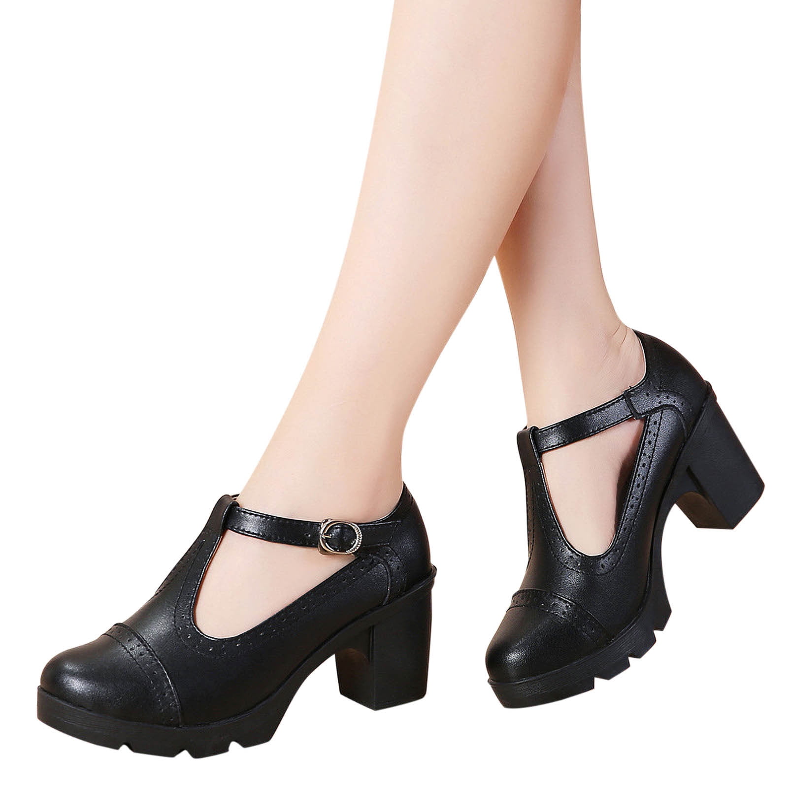 VERUGU Women's Low Chunky Block Heels Pumps, Comfortable Slip-on Heeled ...