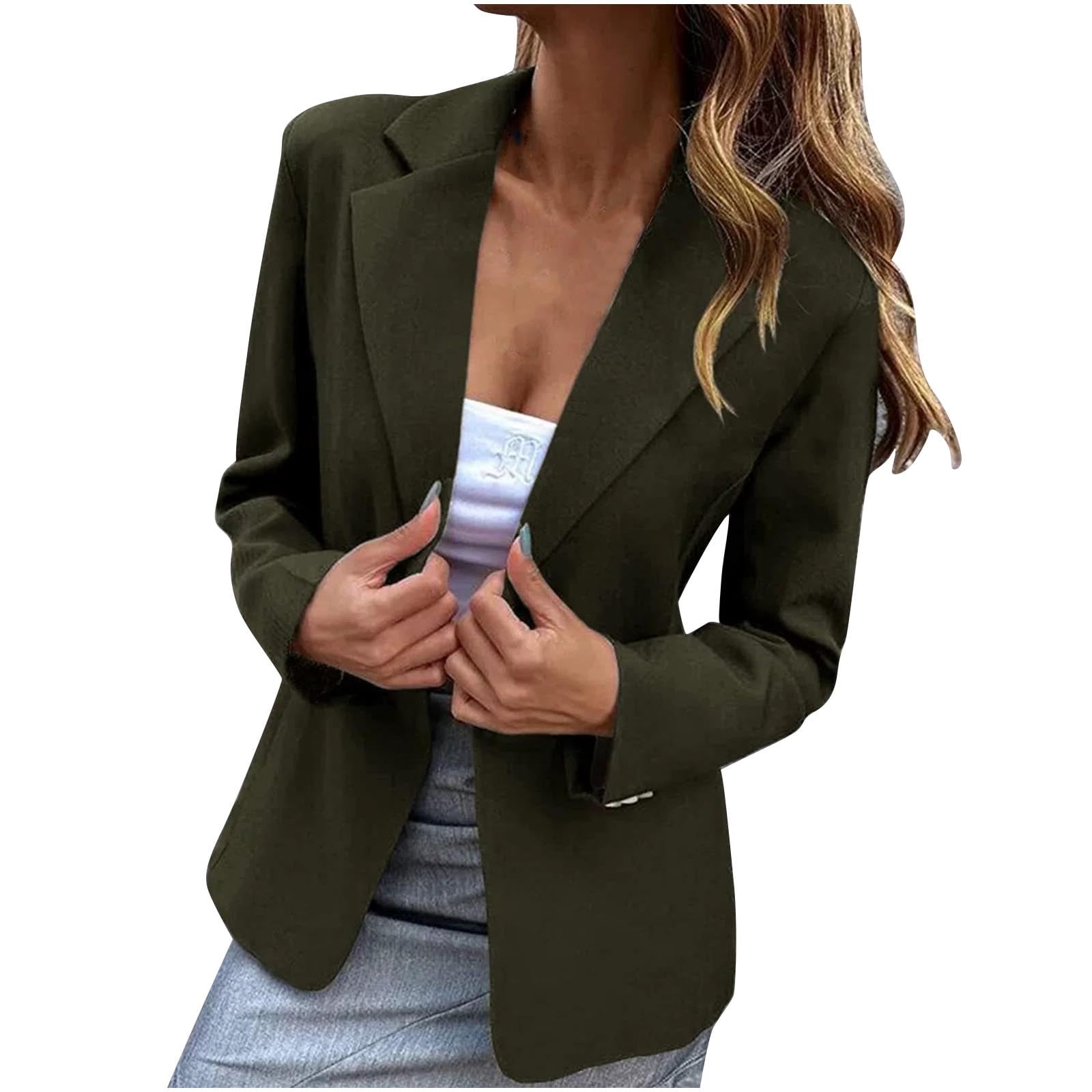 VERUGU Womens Jackets Casual Fashion Solid Color Button Jacket Long ...
