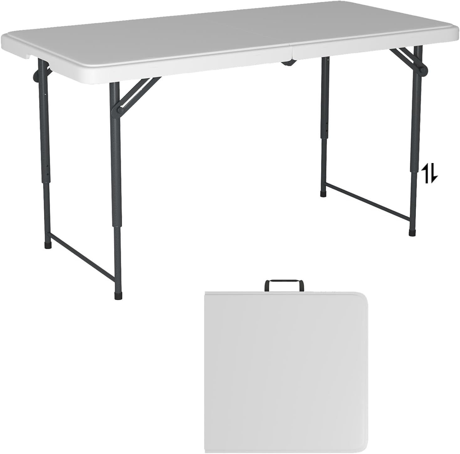 VERYKE 4 Foot Foldable Table, Heavy Duty Plastic Fold-in-Half Portable ...