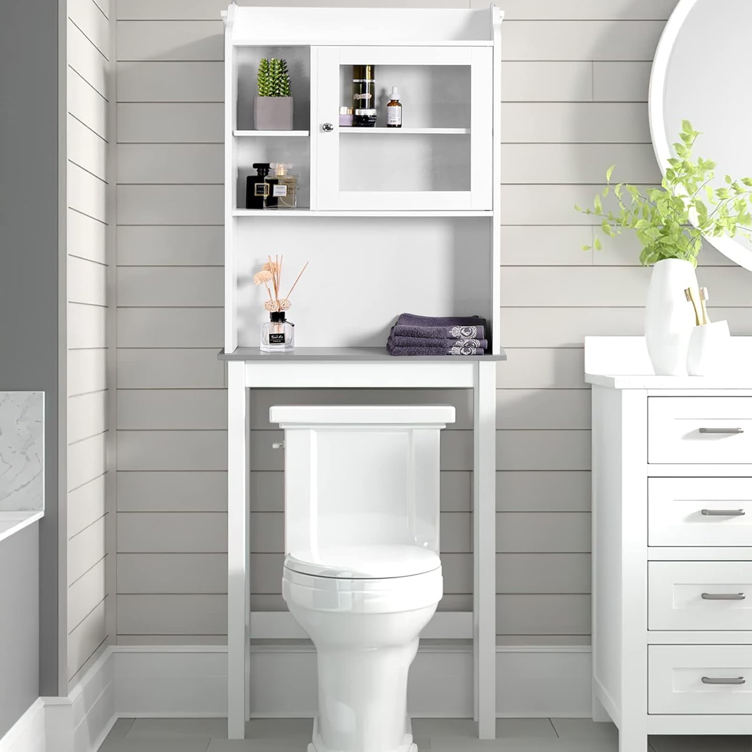 VERYKE Over The Toilet Storage Cabinet Space-Saving Toilet Shelf 3-Tier ...