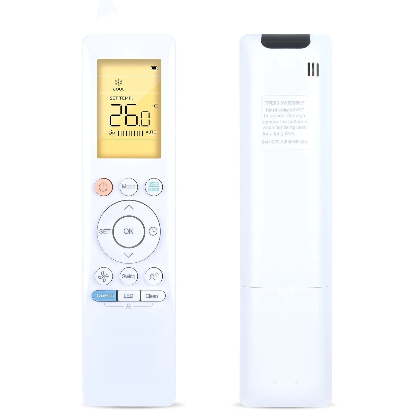 VERYNIUBI RG10A8 Compatible Remote Midea Air Conditioner Remote Control ...