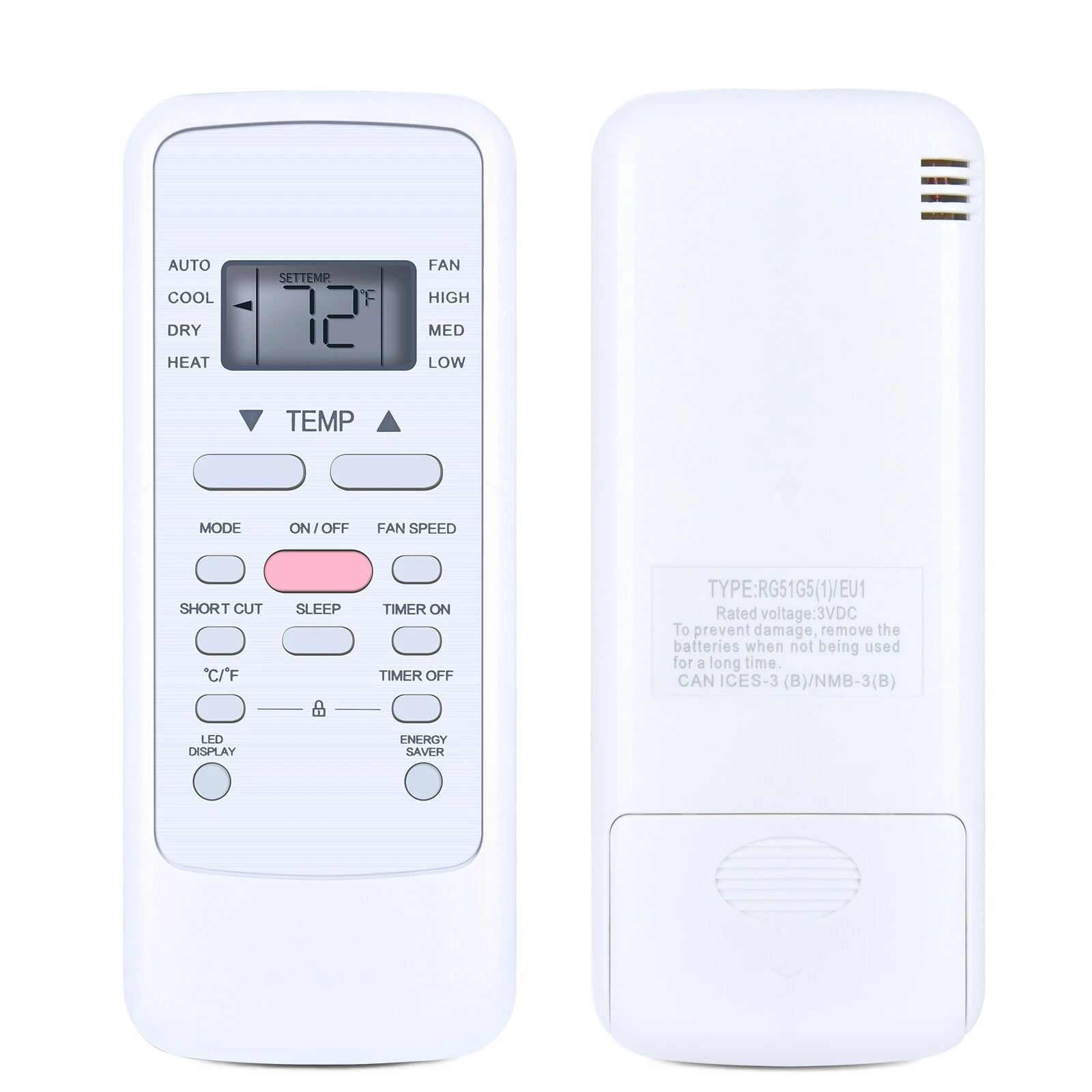 VERYNIUBI RG51G5 Compatible Remote Midea Air Conditioner Remote Control ...