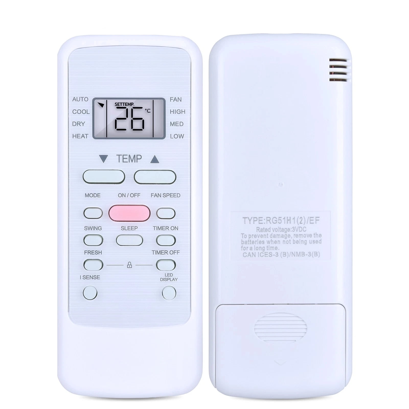 VERYNIUBI RG51H1 Compatible Remote Midea Air Conditioner Remote Control ...