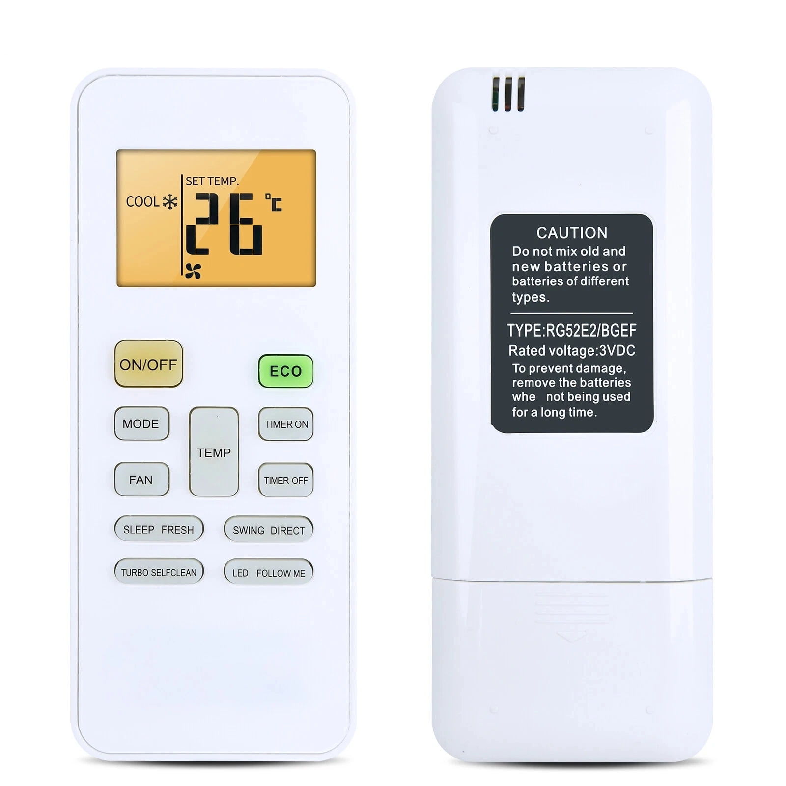 VERYNIUBI RG52E2 RG52A4 Compatible Remote Midea Air Conditioner Remote ...