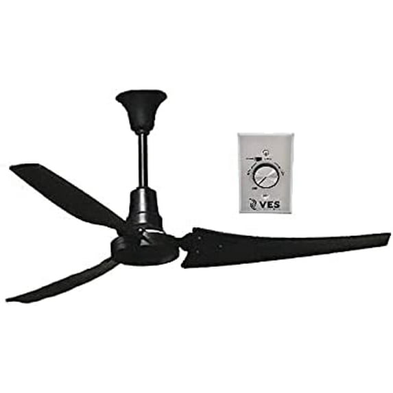 VES 56" Moisture Resistant Matte Black Ceiling Fan with 5 amp forward ...