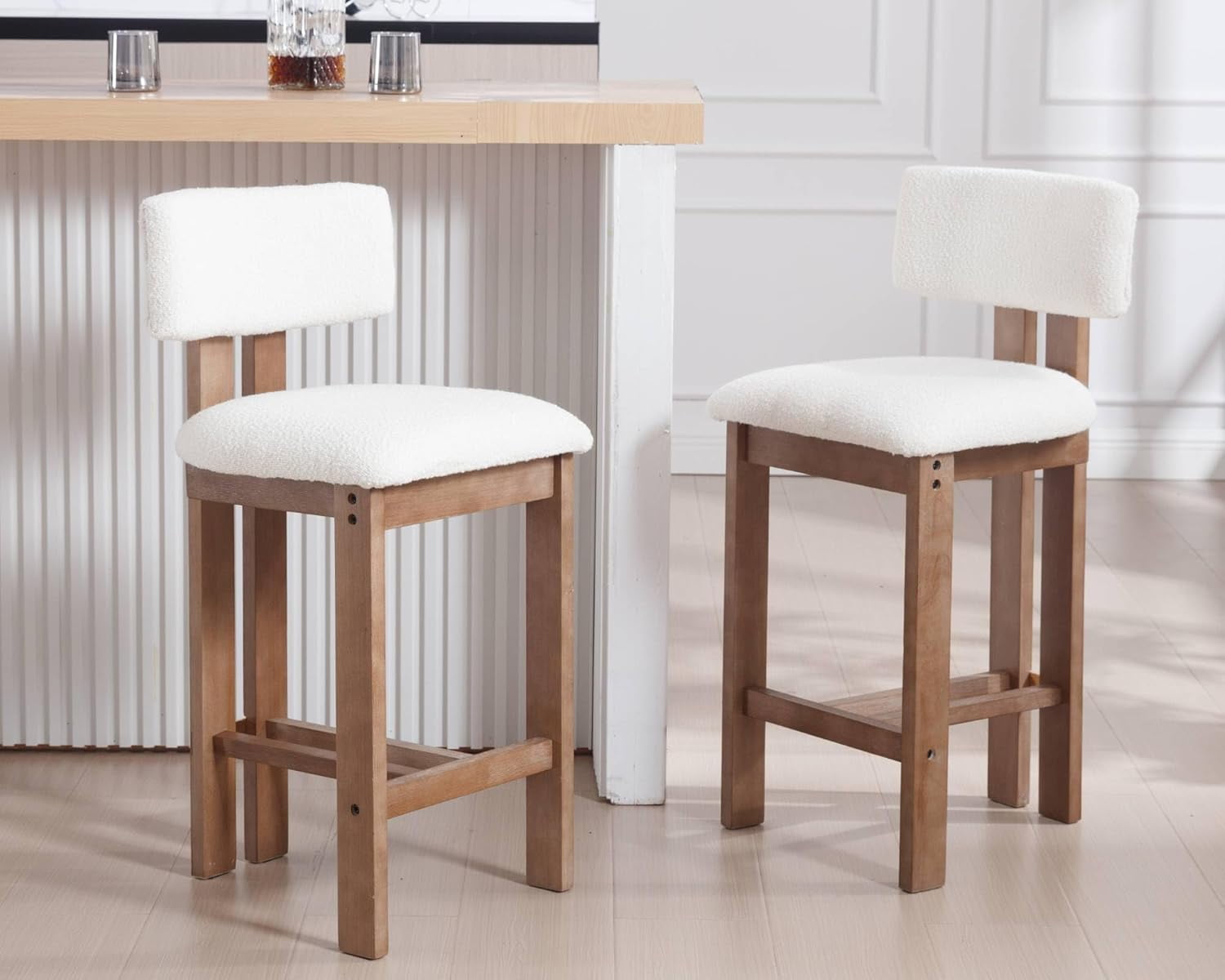 VESCASA 26" H Upholstered Counter Stools with T-Shape Open Back, Modern ...