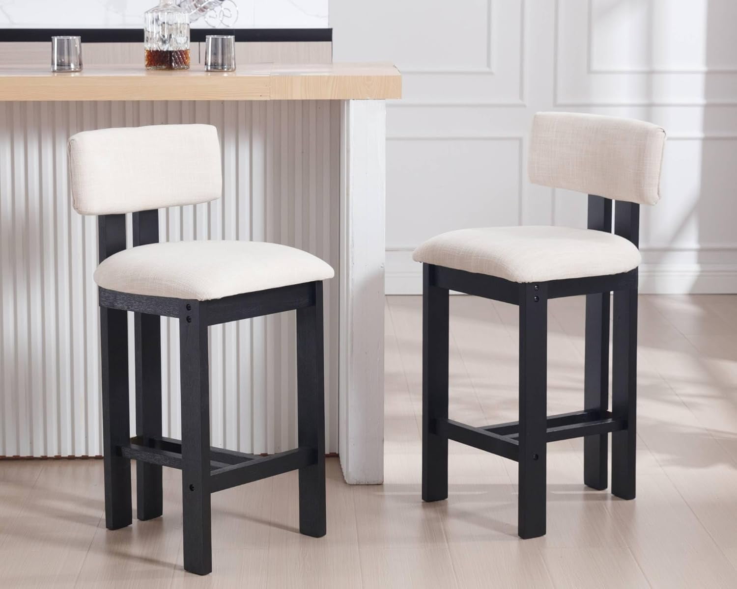 VESCASA 26" H Upholstered Counter Stools with T-Shape Open Back, Modern ...