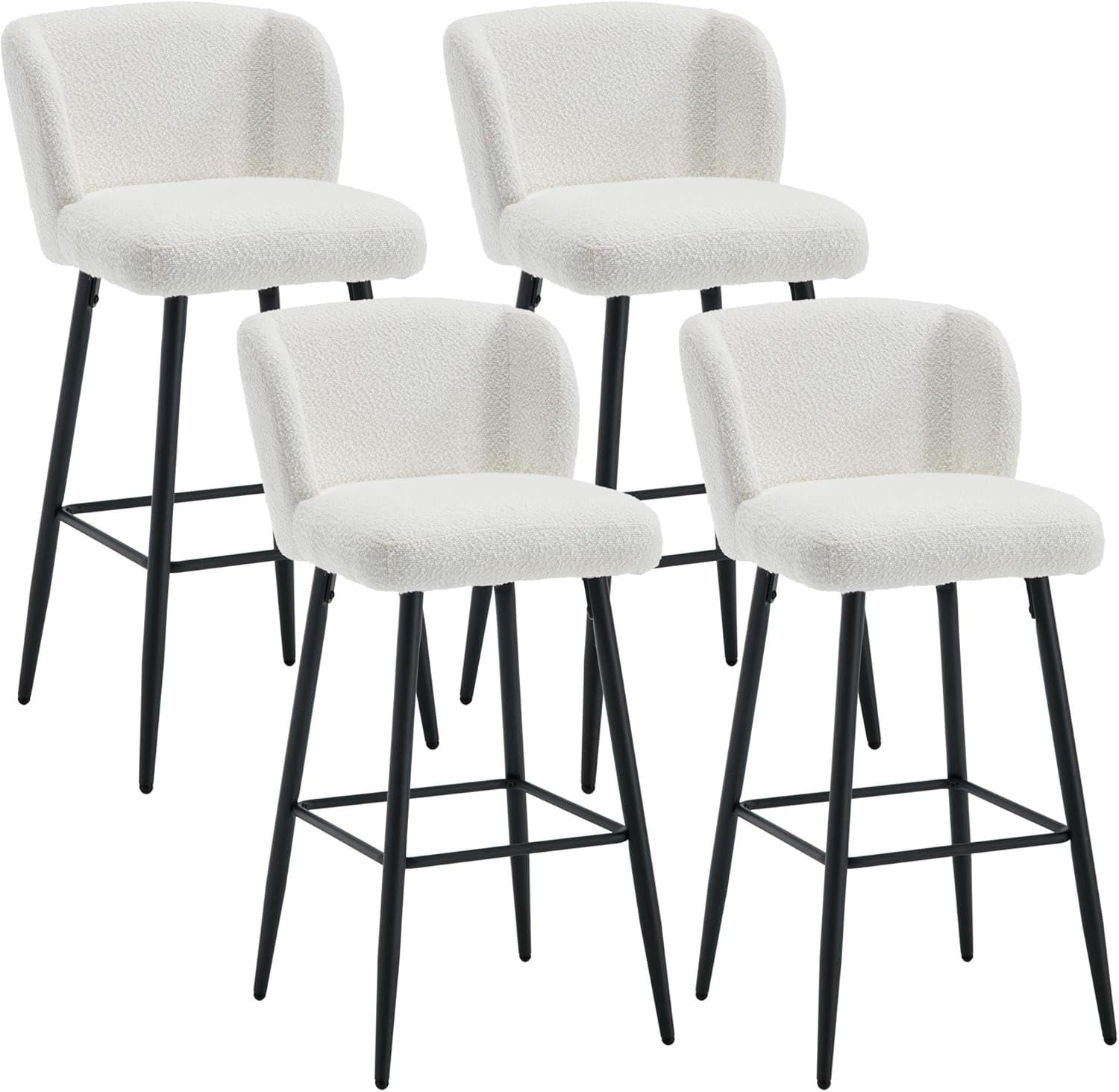 VESCASA Sherpa Fleece Barstools with Padded Mid Back, 30 Inches ...