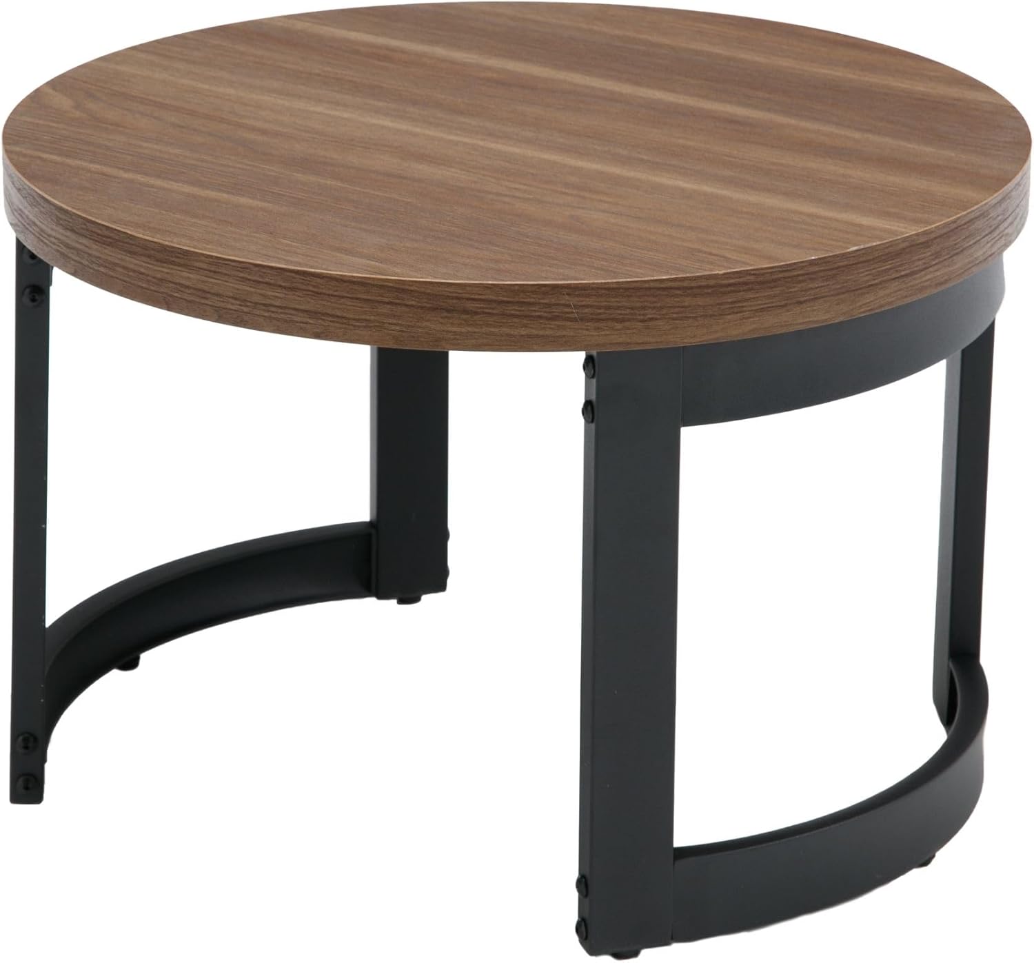 VESCASA Walnut Wood Veneer Coffee Table, 23.5" Diameter Round Tea Table ...