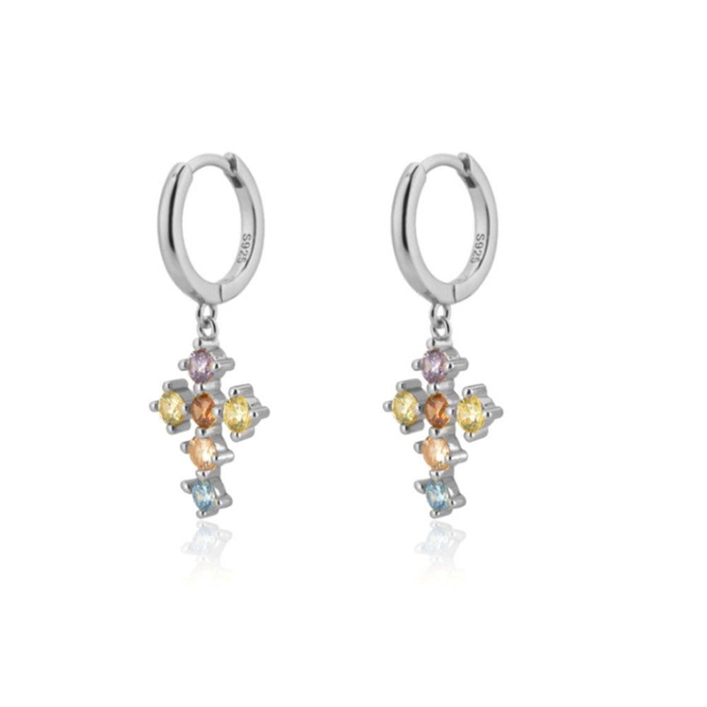 VESITIM Gold Mini Dangle Cross Earrings for Women, Dainty 14K Gold Plated Cubic Zirconia Small ...