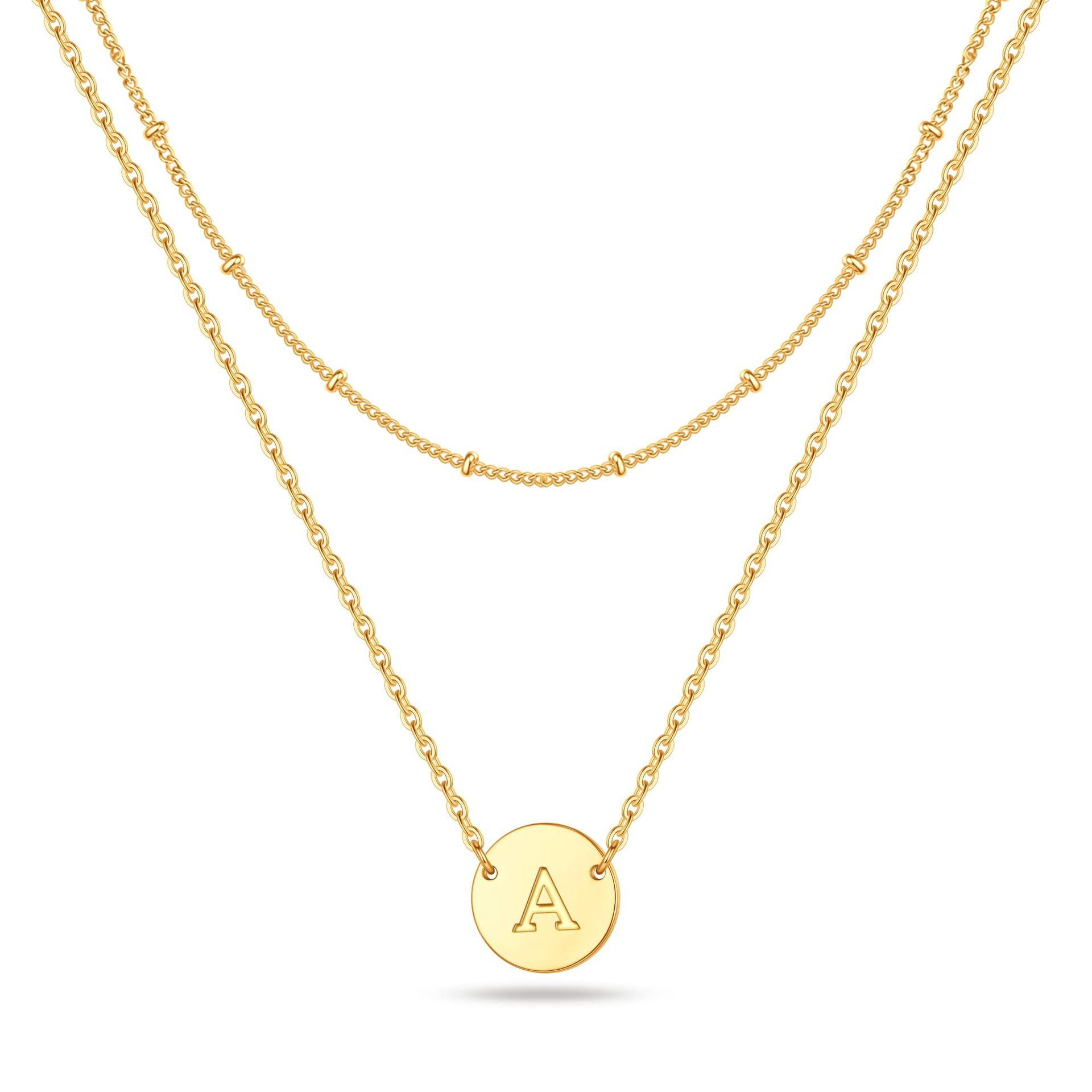 VESITIM Layered Initial Necklaces for Women | A-Z Coin Letter Necklaces ...
