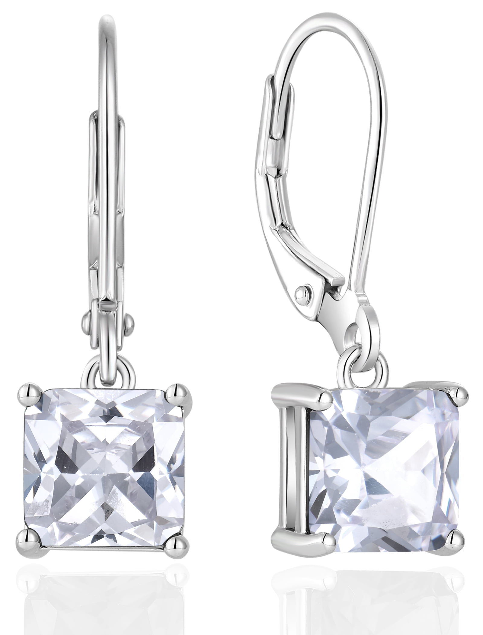 VESITIM Square Dangle Drop Earrings Sterling Silver Solitaire Leverback ...