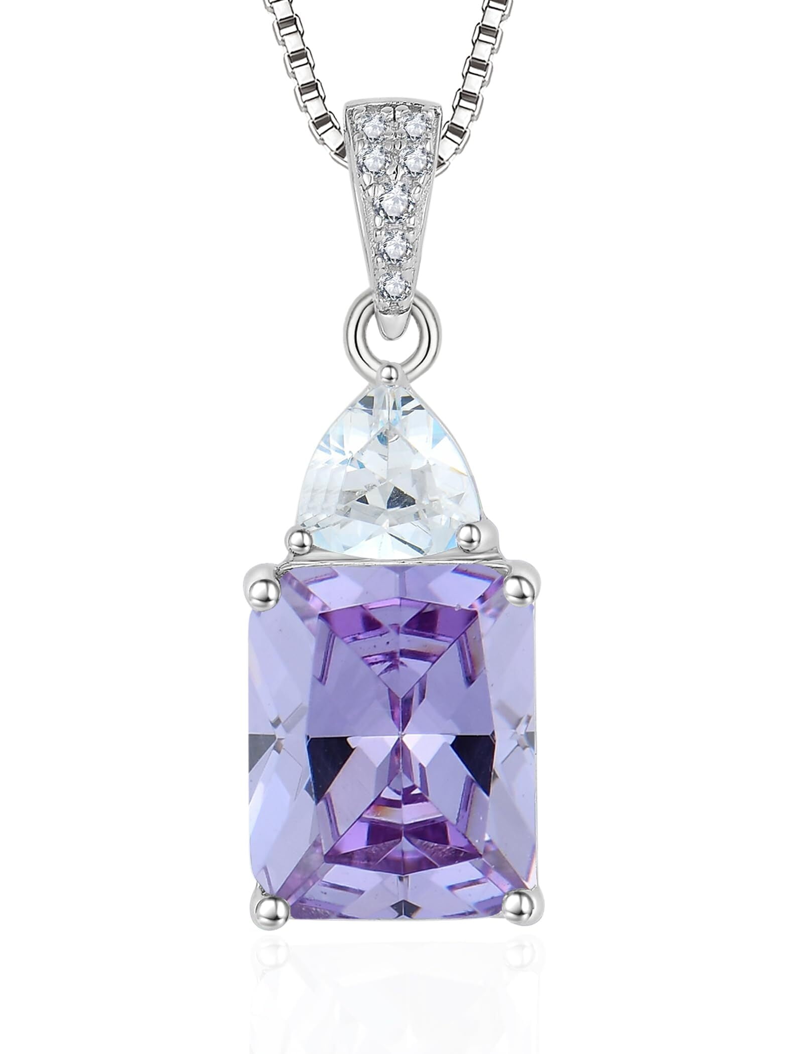 VESITIM Square Necklace 925 Sterling Silver Triangle Pendant June ...