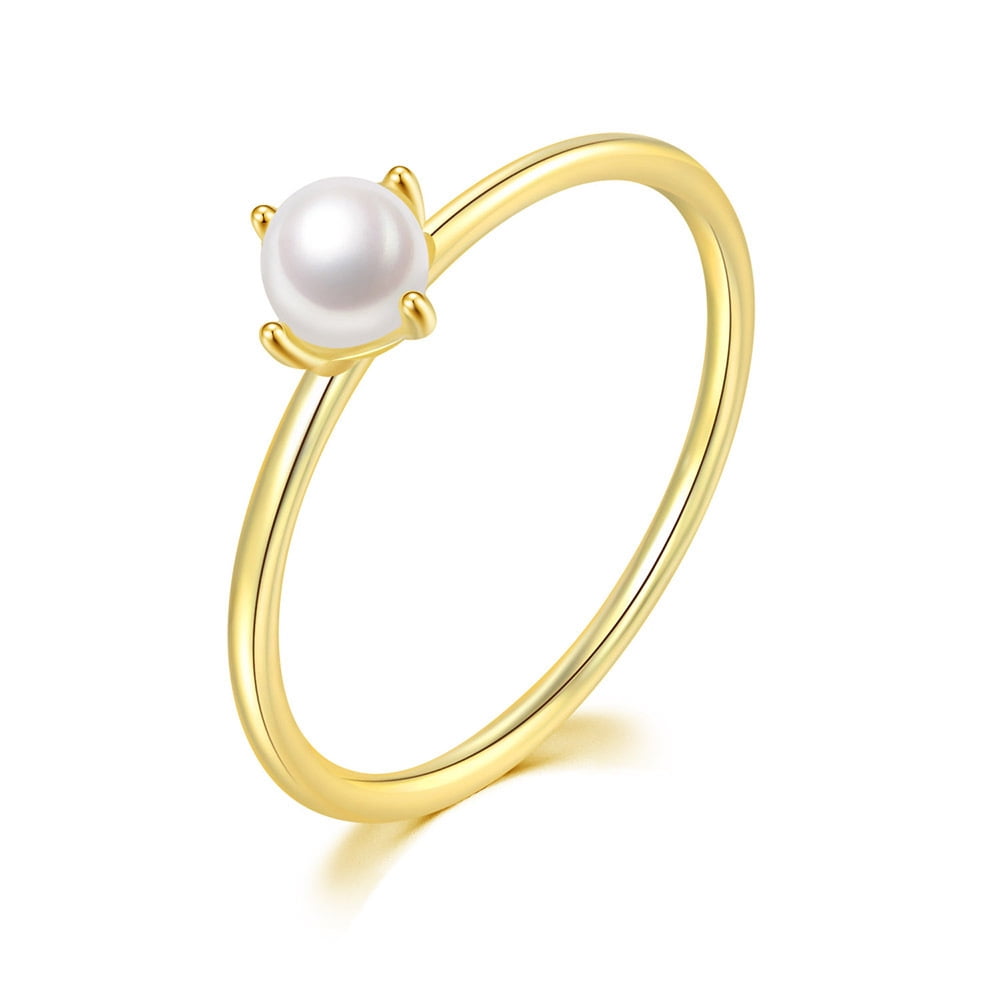 VESITIM Stackable Pearl Rings for Women Mini Pearl Freshwater Cultured Eternity Stacking Ring ...