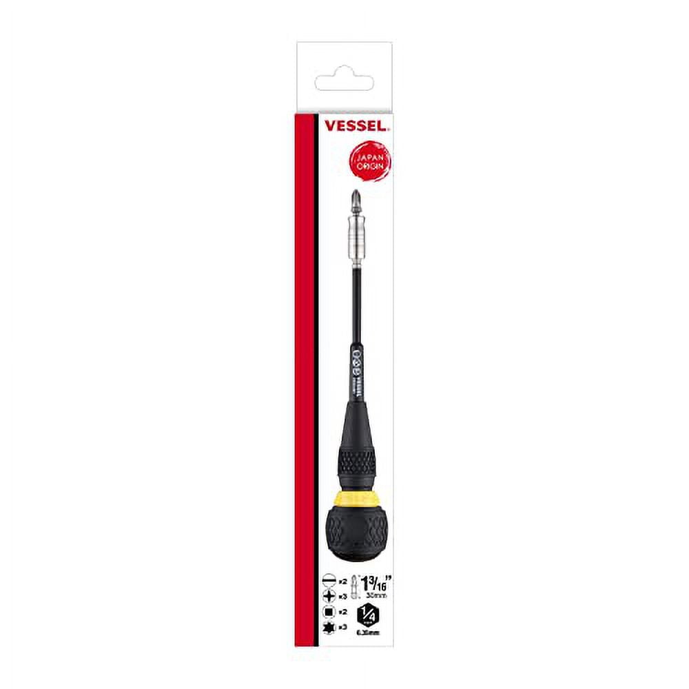 VESSEL - BALL GRIP Ratchet Interchangeable Screwdriver with 10 PC. Bit ...