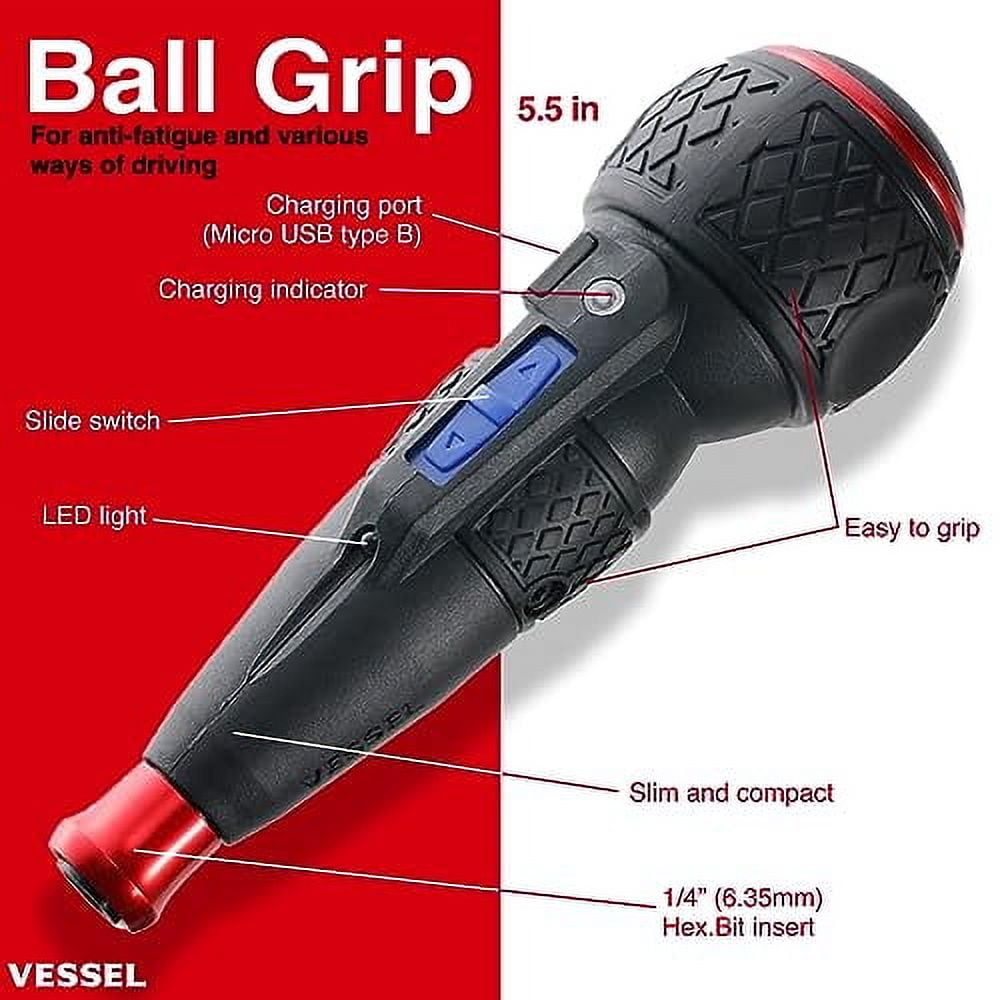 VESSEL BALL GRIP Rechargeable Screwdriver Cordless No.220USB-1U ...