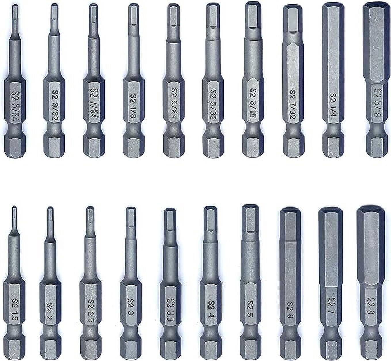 VETCO Magnetic Hex Allen Wrench Drill Bit Set, 20-Piece, With Extra ...