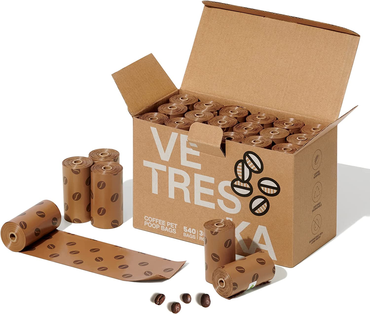 VETRESKA Dog Poop Bags Coffee Scented Compostable Leak Proof Pet Waste ...
