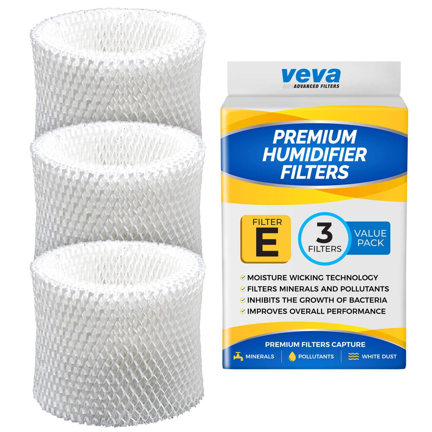 VEVA 3 Pack Premium Humidifier Replacement Filters for HW Filter E ...