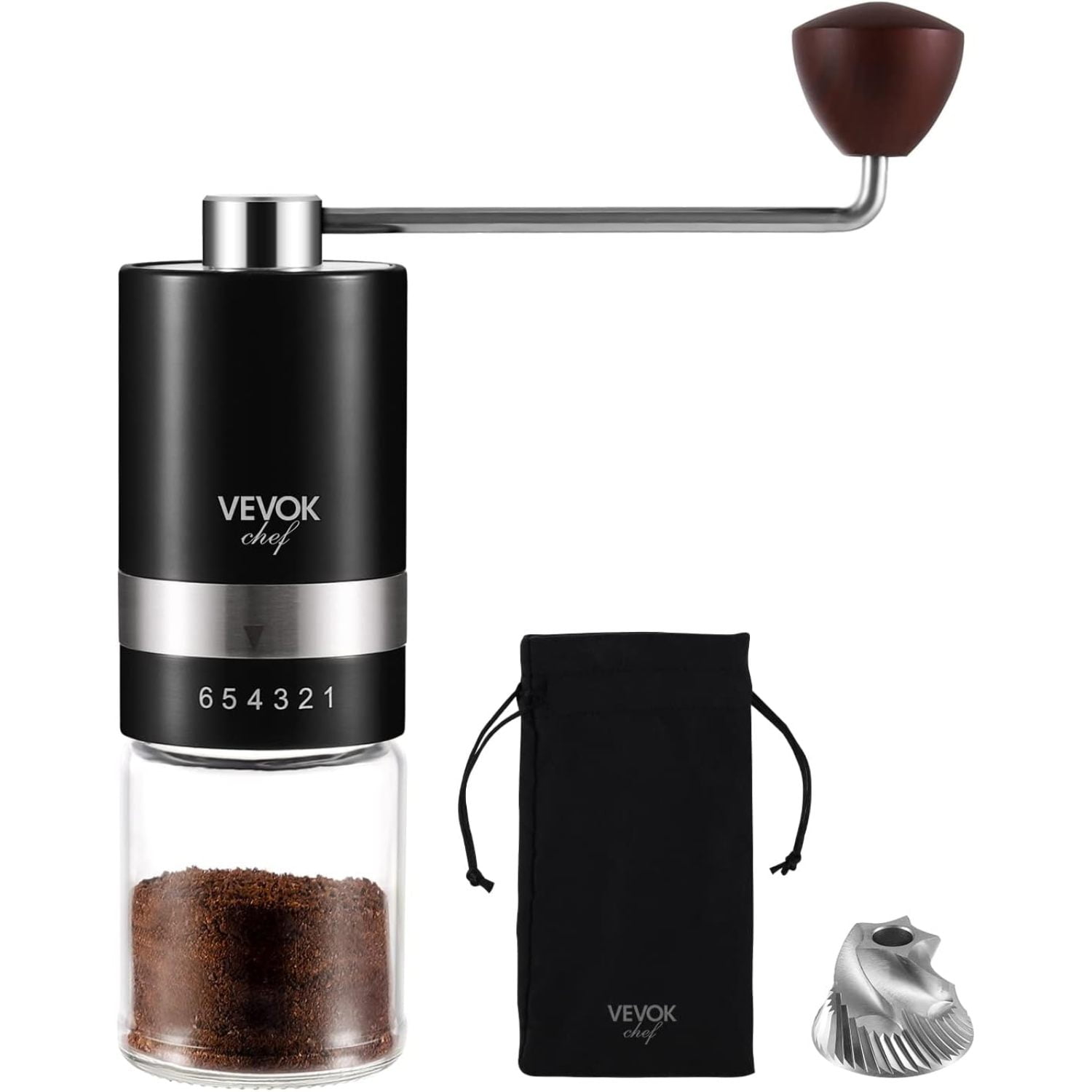 VEVOK CHEF Manual Coffee Grinder Hand Coffee Grinder 6 External ...