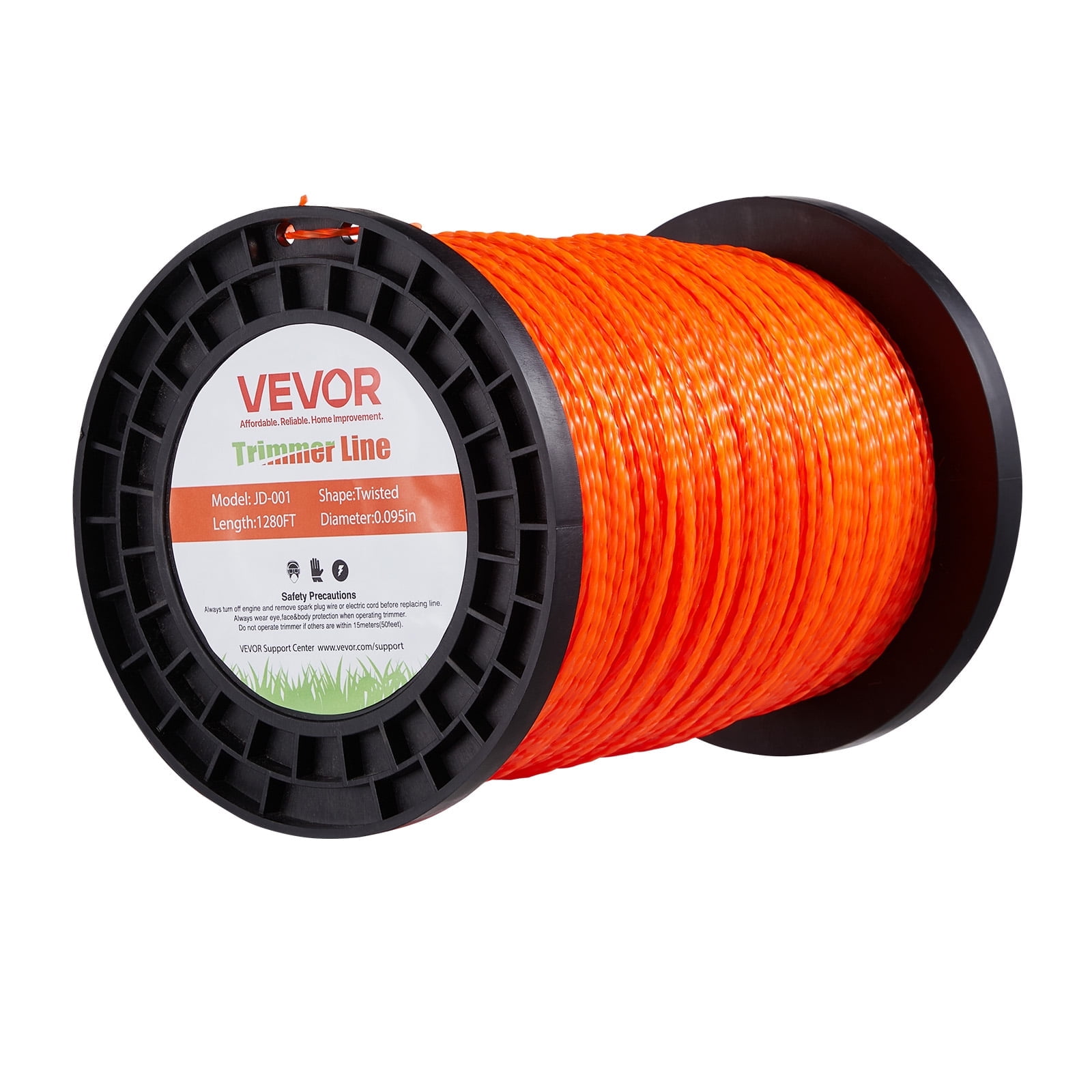 VEVOR 0.095 in 1280 ft String Trimmer Line, Orange Heavy Duty Weed ...