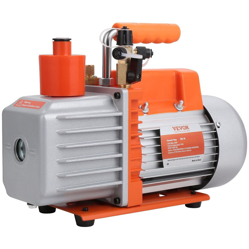 VEVOR 1/2 HP 2 Stage Rotary Vane Vacuum Pump, 7 CFM, 120V Air ...