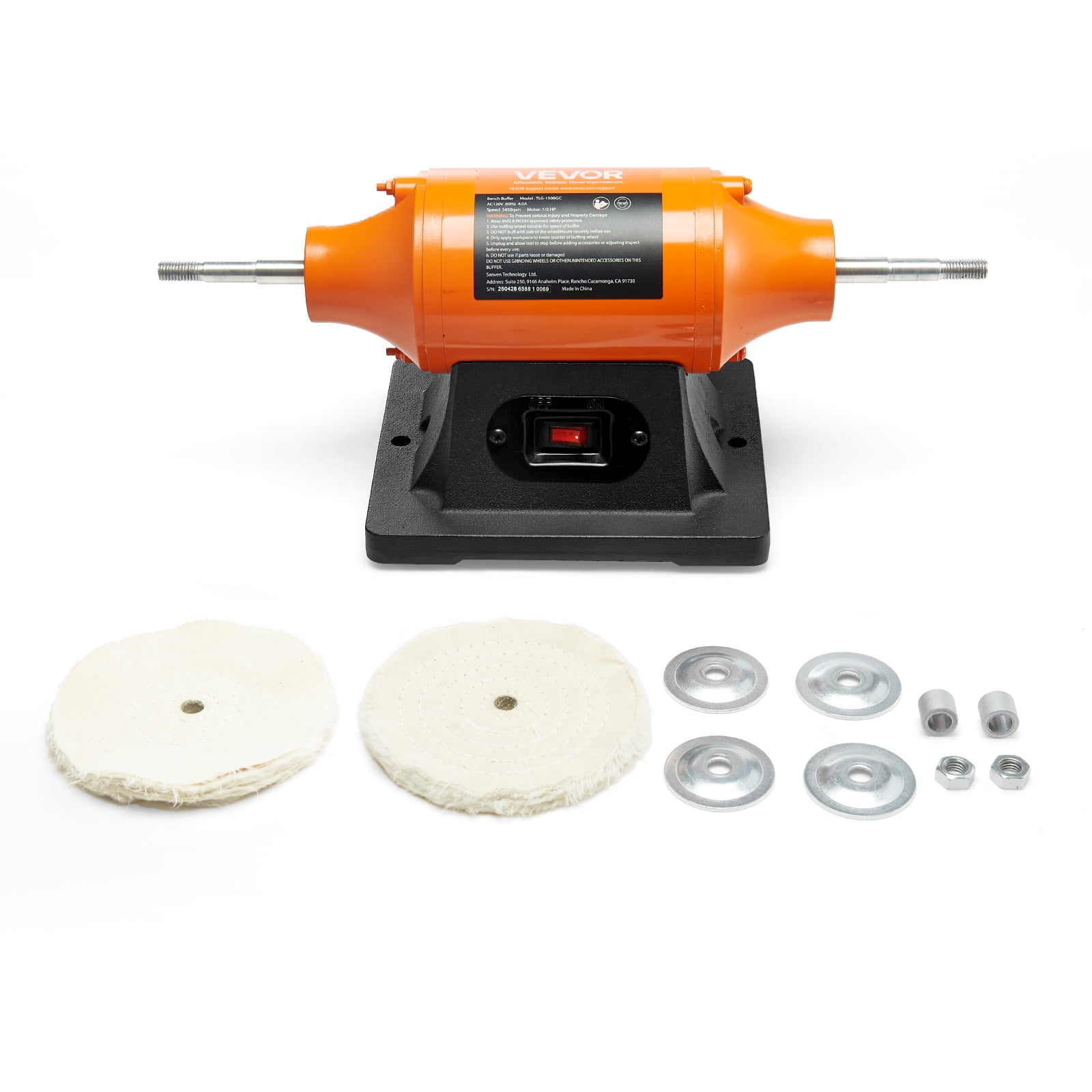 VEVOR 1/2HP Bench Buffer Polisher, 6-inch Bench Polishing Buffing ...