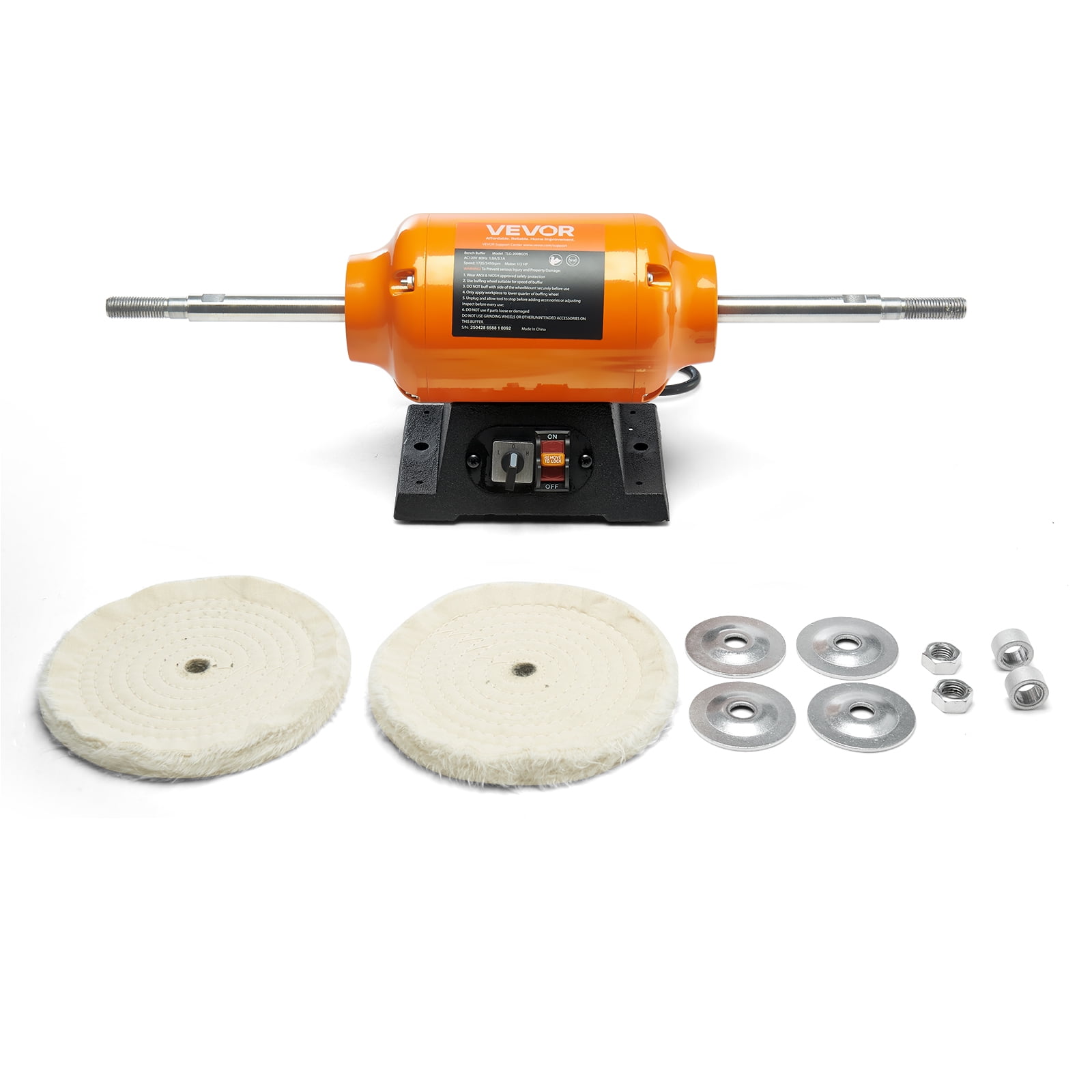 VEVOR 1/2HP Bench Buffer Polisher, 8-inch Bench Polishing Buffing ...