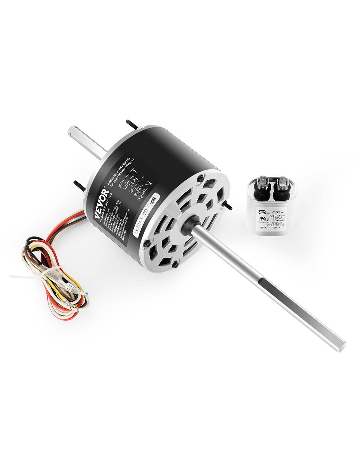VEVOR 1/3HP RV Air Conditioner Motor with Capacitor, AC115V 3A, 1675 ...