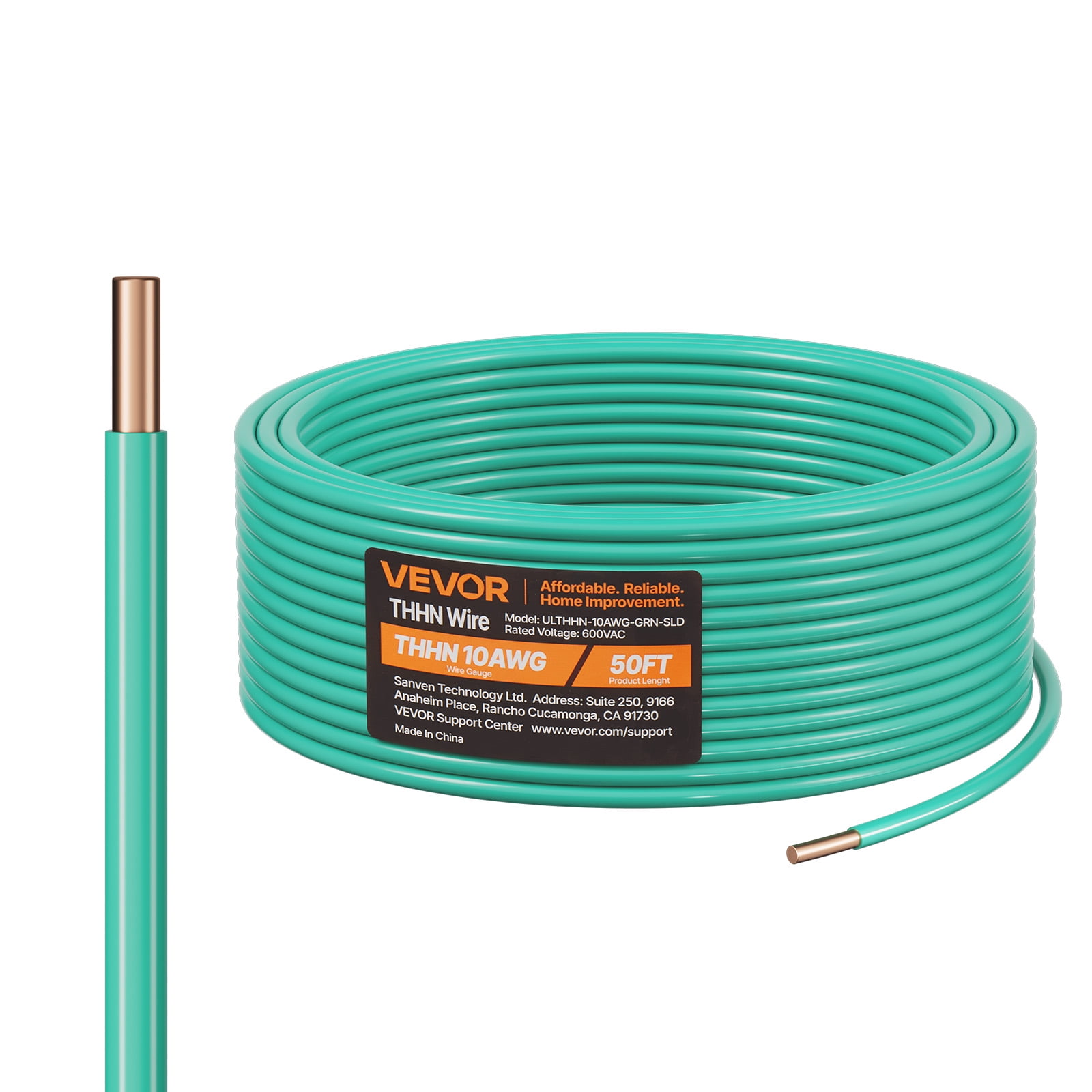 VEVOR 10 AWG Solid THHN Wire, 100% OFC Copper Electrical Building Wire ...