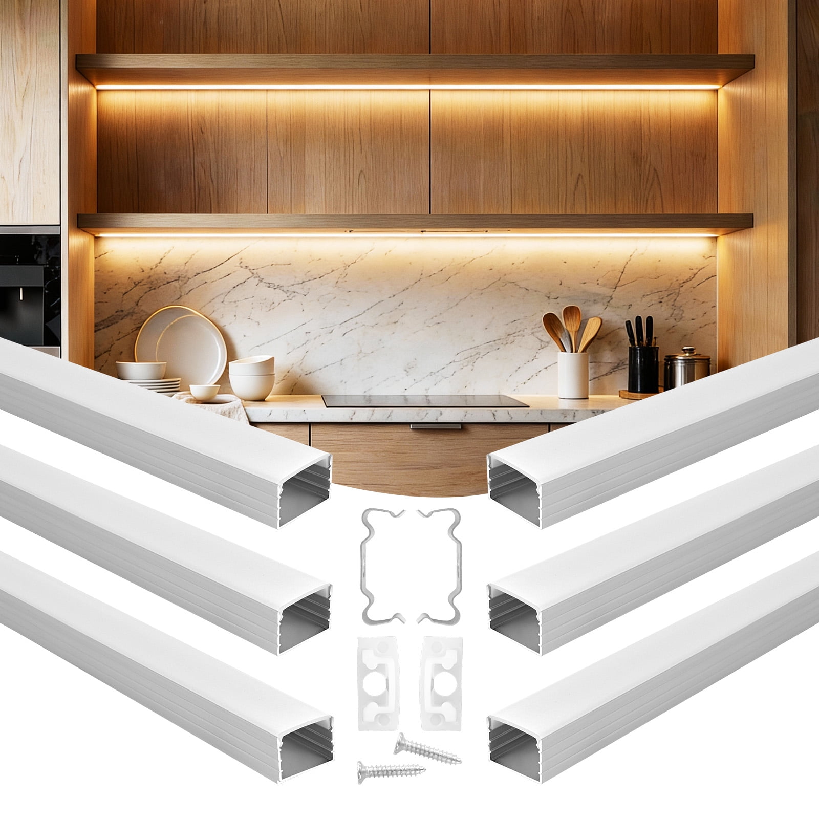 VEVOR 10-Pack 6.6 ft/2M Plus-Size U Shape LED Aluminum Channel, with ...