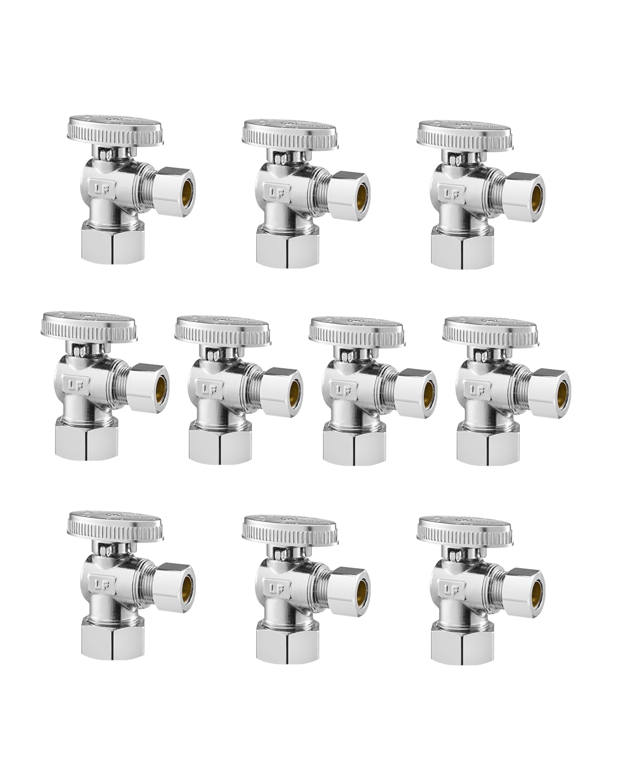 VEVOR 10-Pack Angle Stop Valve, 1/4 Turn Water Shut Off Valves, 1/2" Nominal (5/8" OD ...